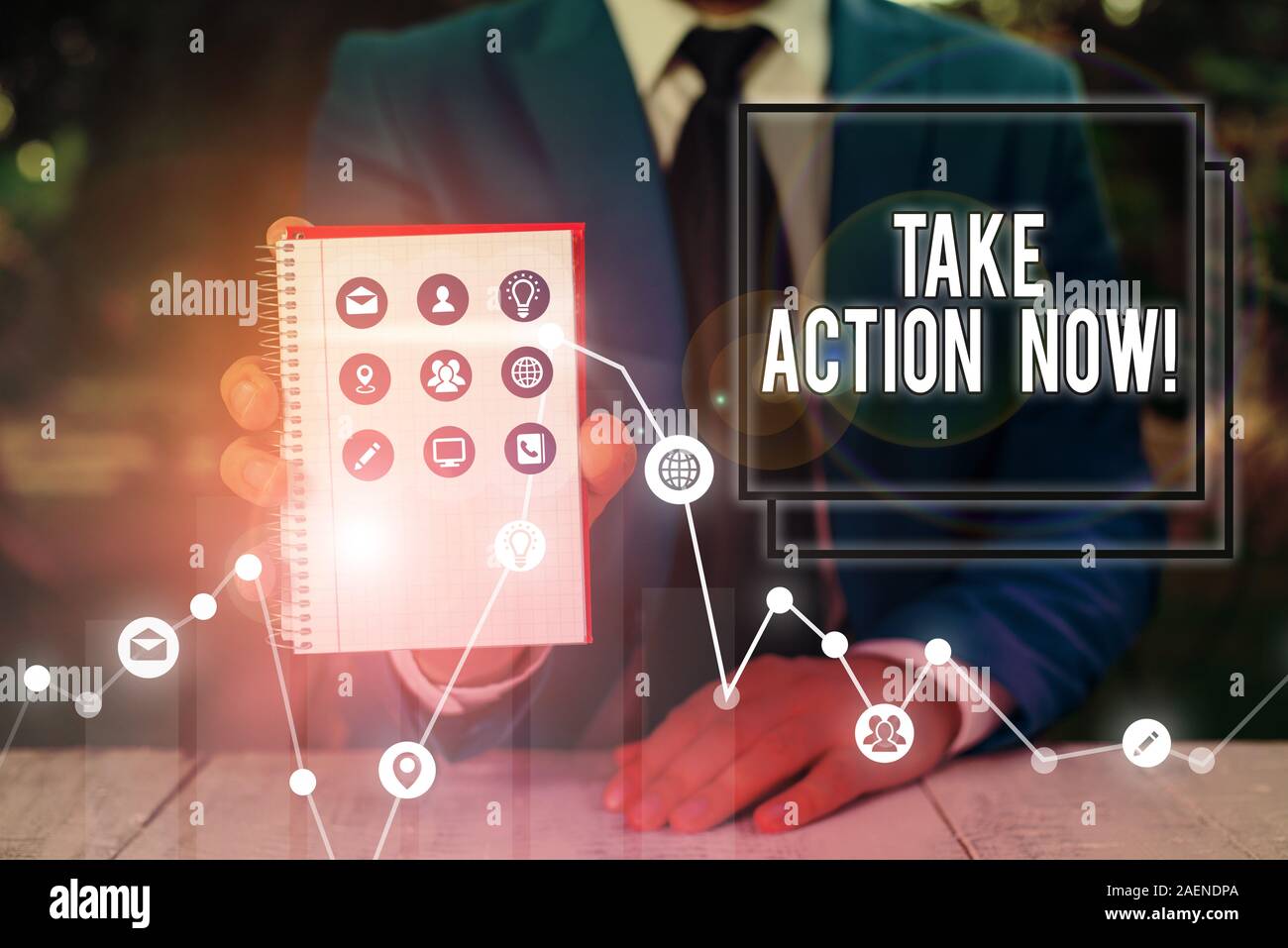 Writing note showing Take Action Now. Business concept for do something ...