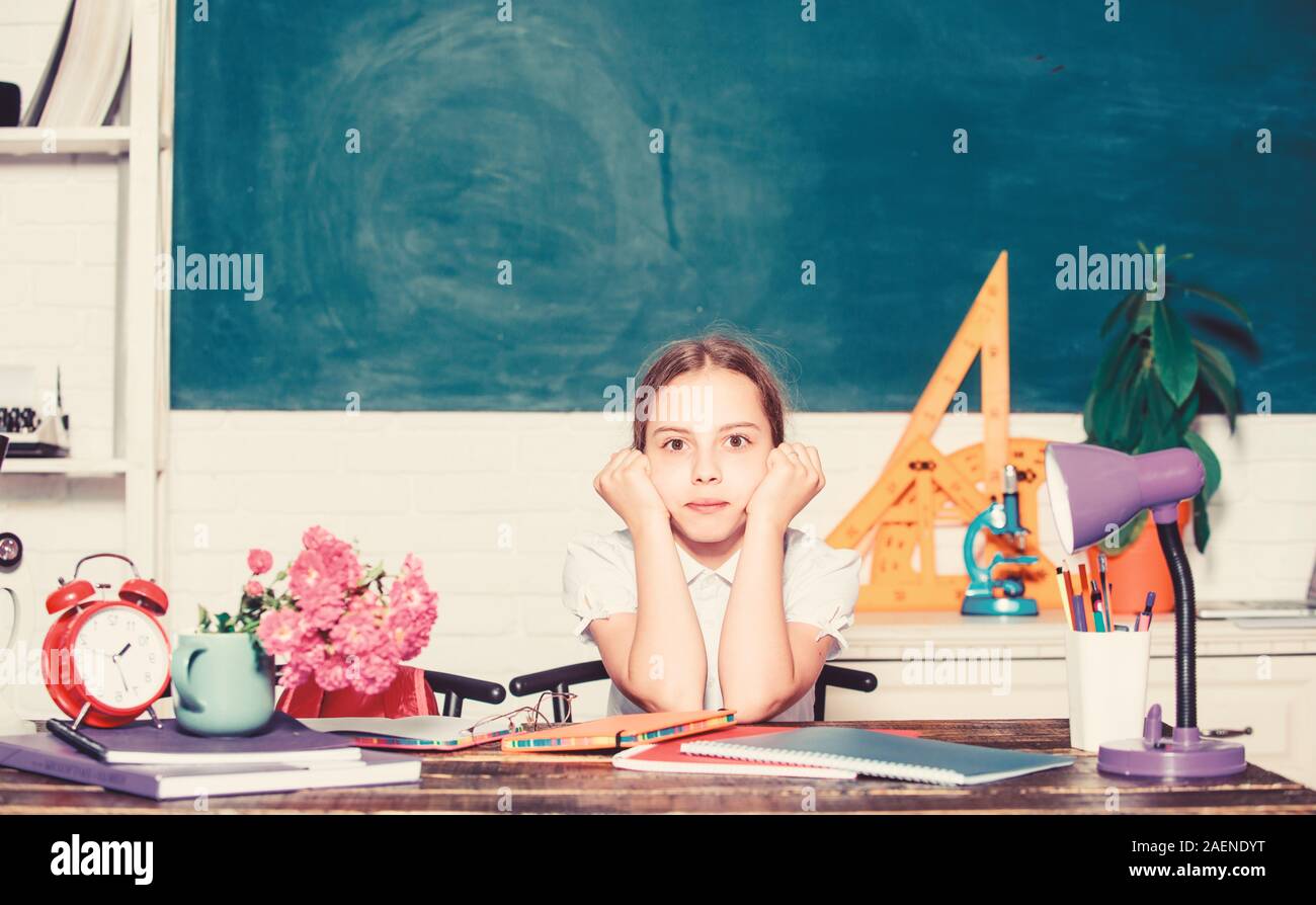 small girl study audio book in headset. Formal informal and nonformal ...