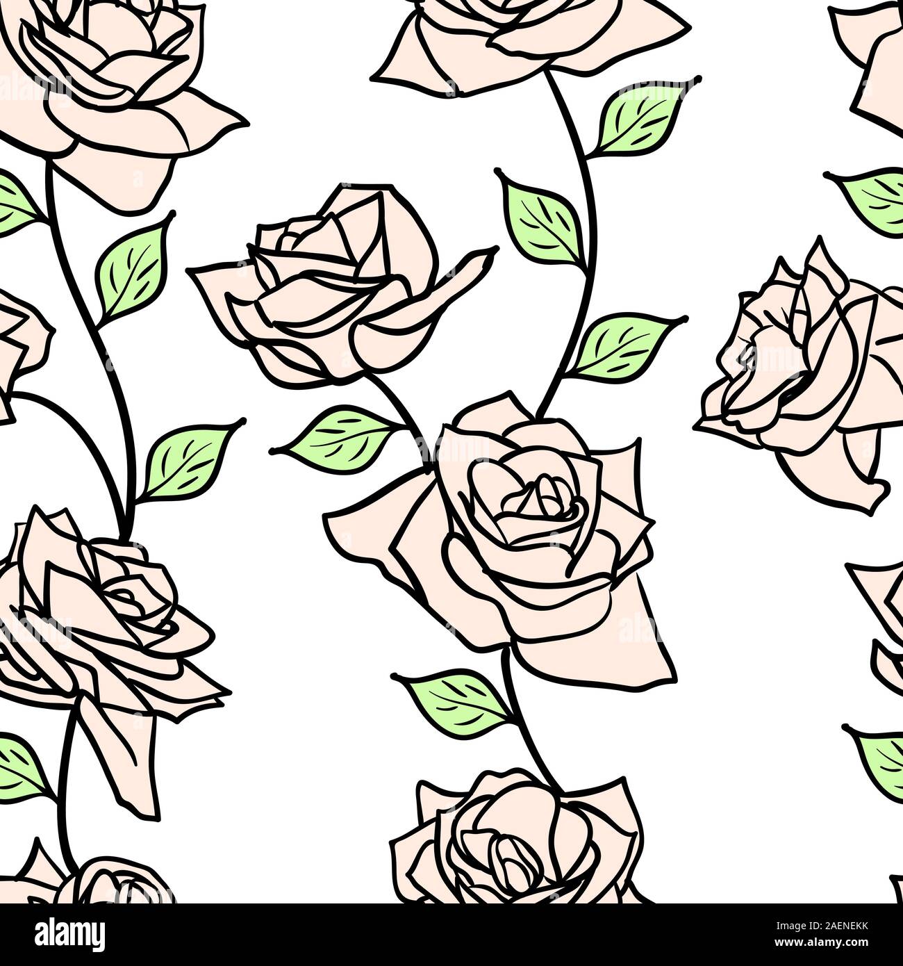 Beautiful seamless wallpaper with rose flowers, vector illustration ...