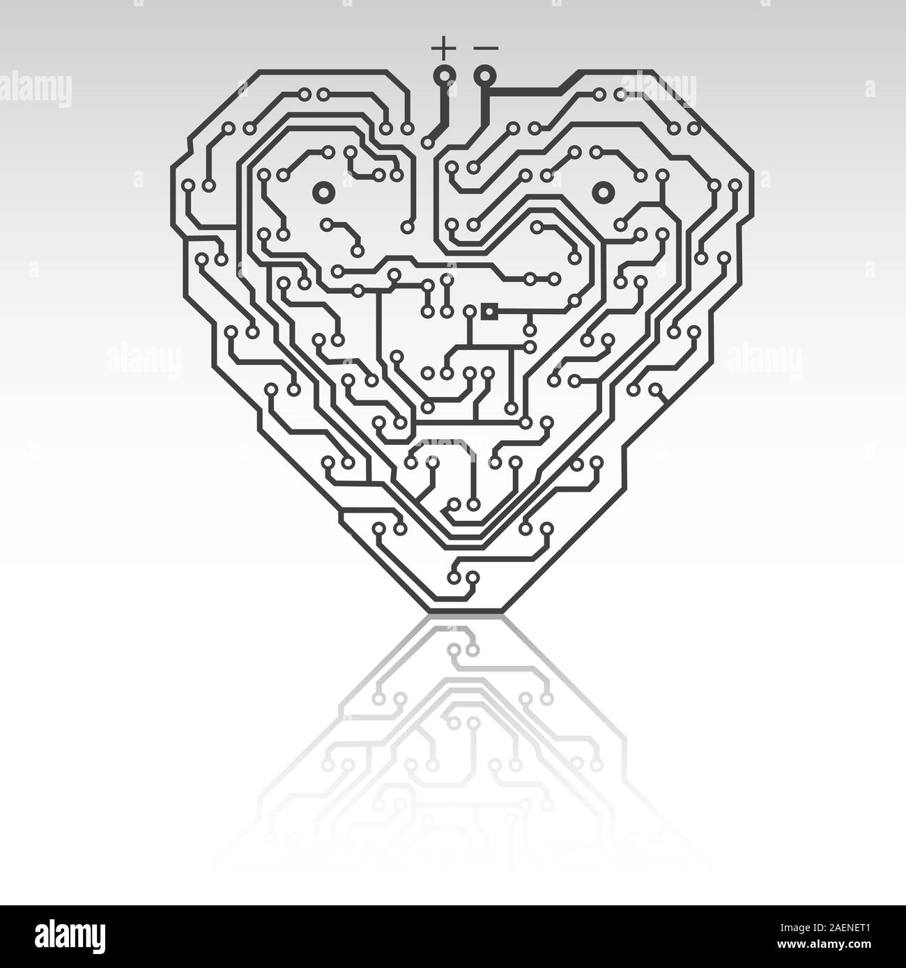 Circuit board pattern in the shape of the heart. Illustration. Vector ...