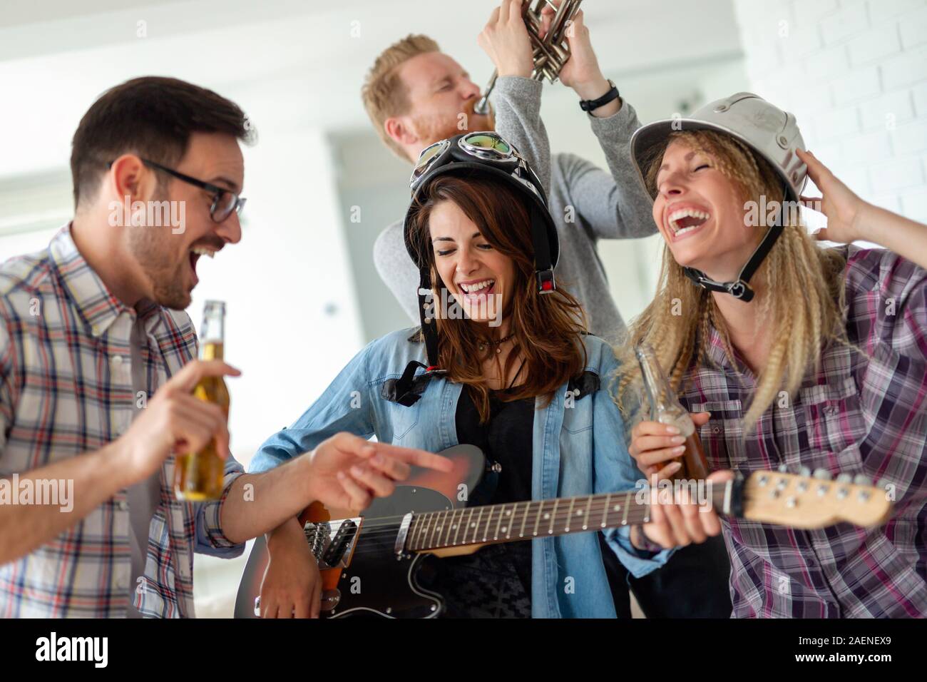 Group of friends relaxing, having fun and hanging out together Stock ...