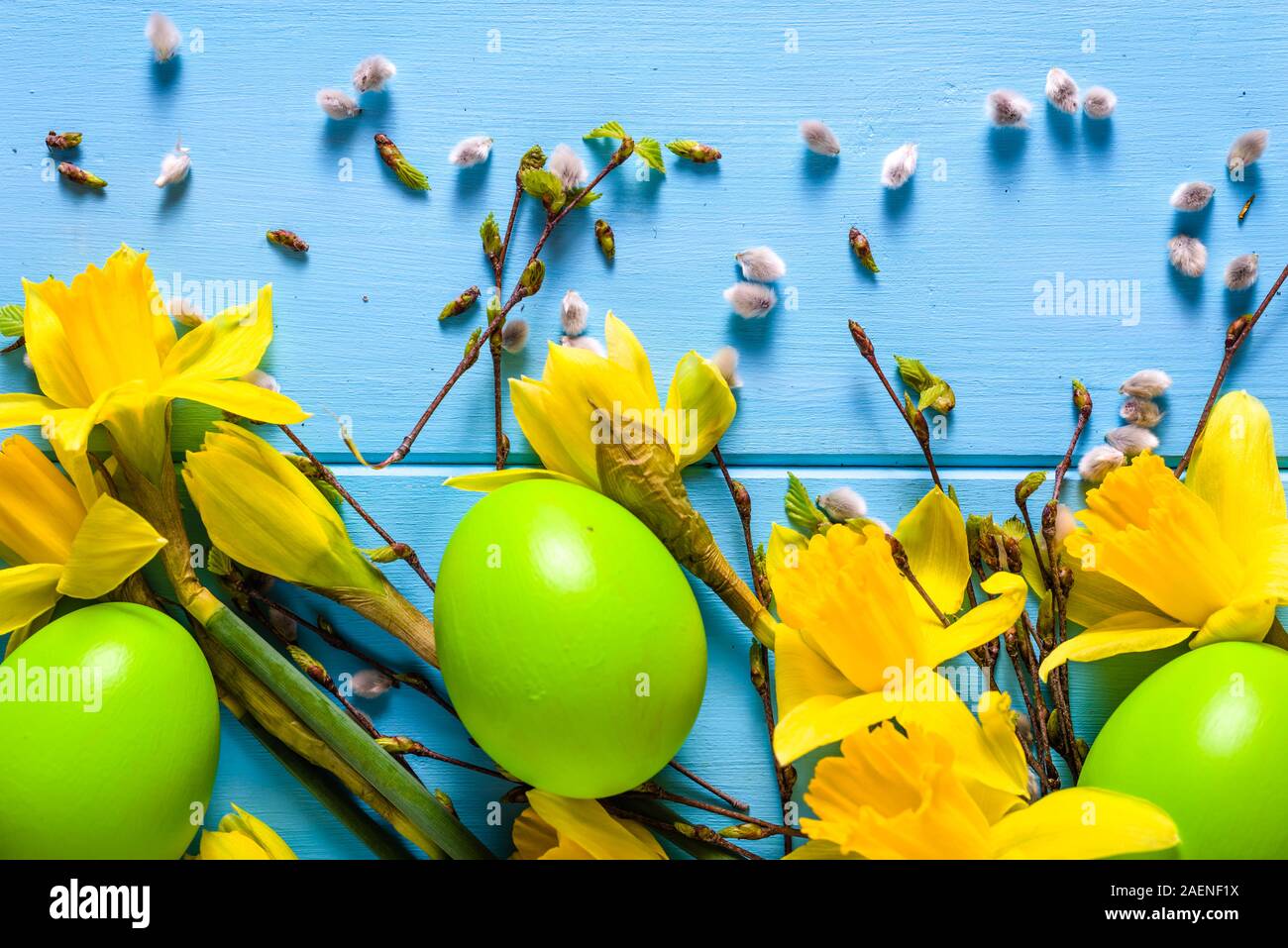 Background with easter eggs and traditional symbols of spring Stock ...