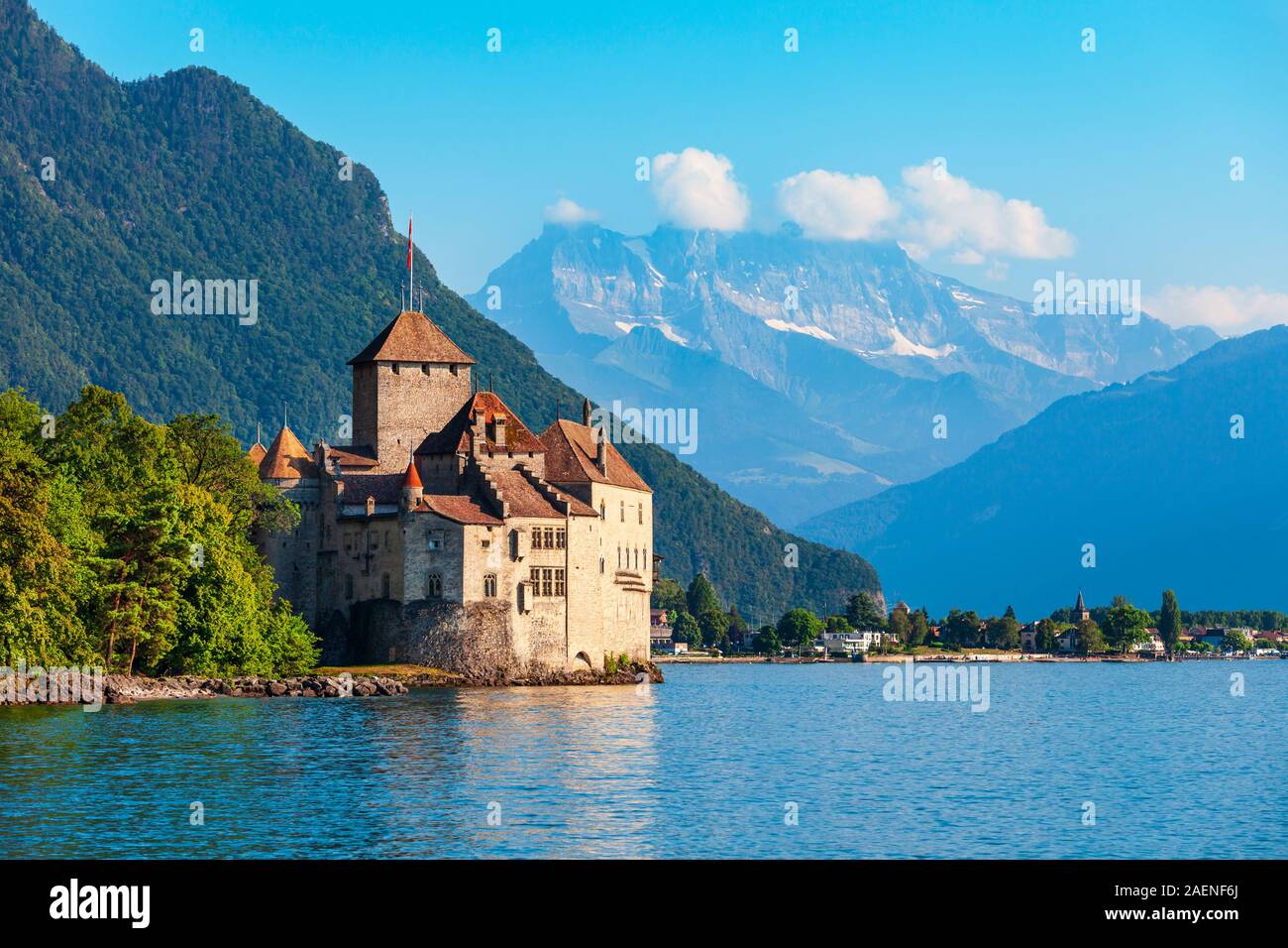 Chillon Castle or Chateau de Chillon is an island castle located on ...