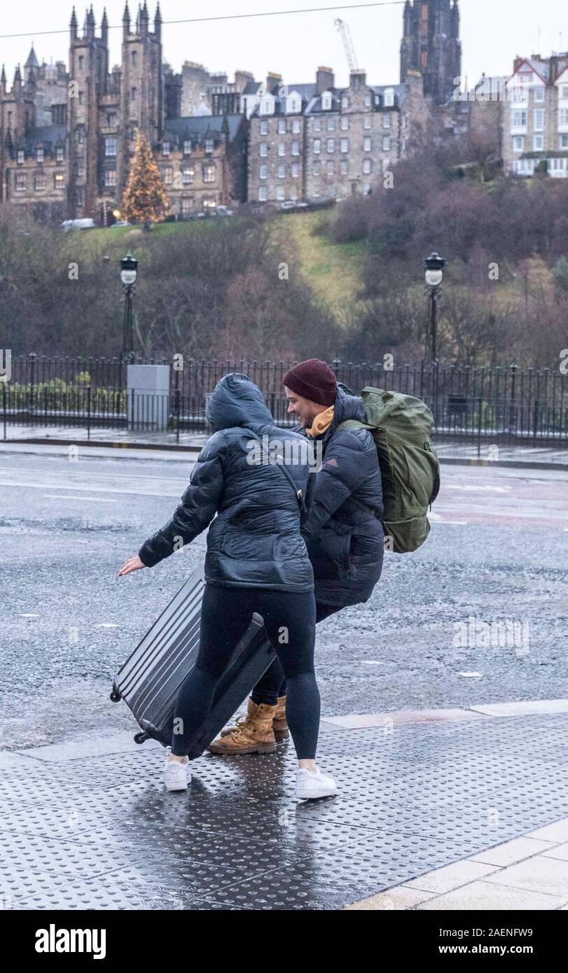 Edinburgh, Scotland, UK. 10th Dec, 2019. Pictured: Strong winds have ...