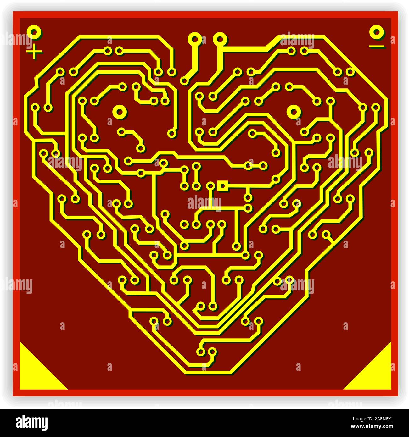 Circuit board pattern in the shape of the heart. Illustration. Vector ...