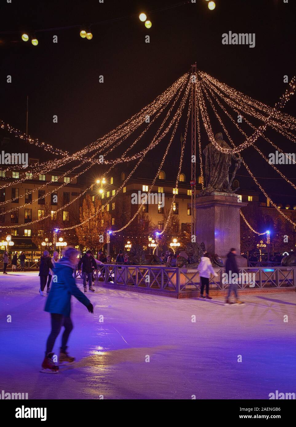 Ice skaters on the rink at Kungstradgarden, Norrmalm, Stockholm, Sweden ...