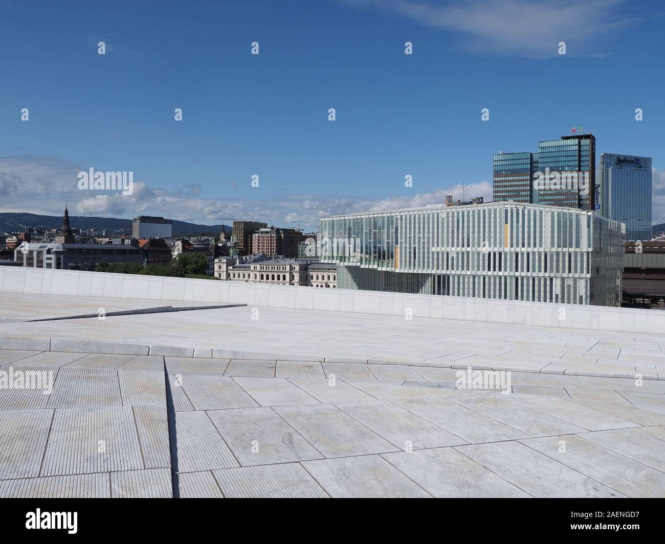 Townscape of Oslo and modern skyscrapers buildings in european capital ...
