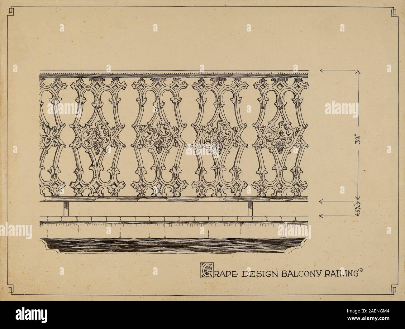 Thomas Byrne, Grape Design Balcony, c 1936, Grape Design Balcony; c ...