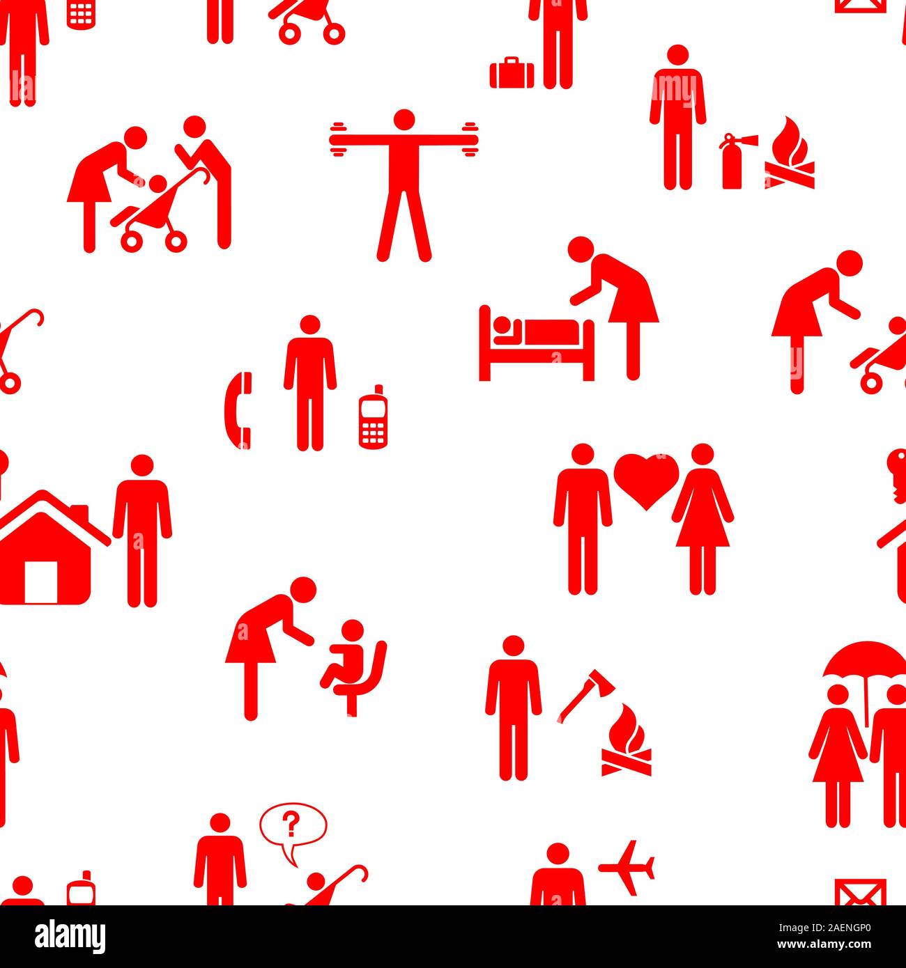 Icons - People, seamless wallpaper, vector illustration Stock Vector ...