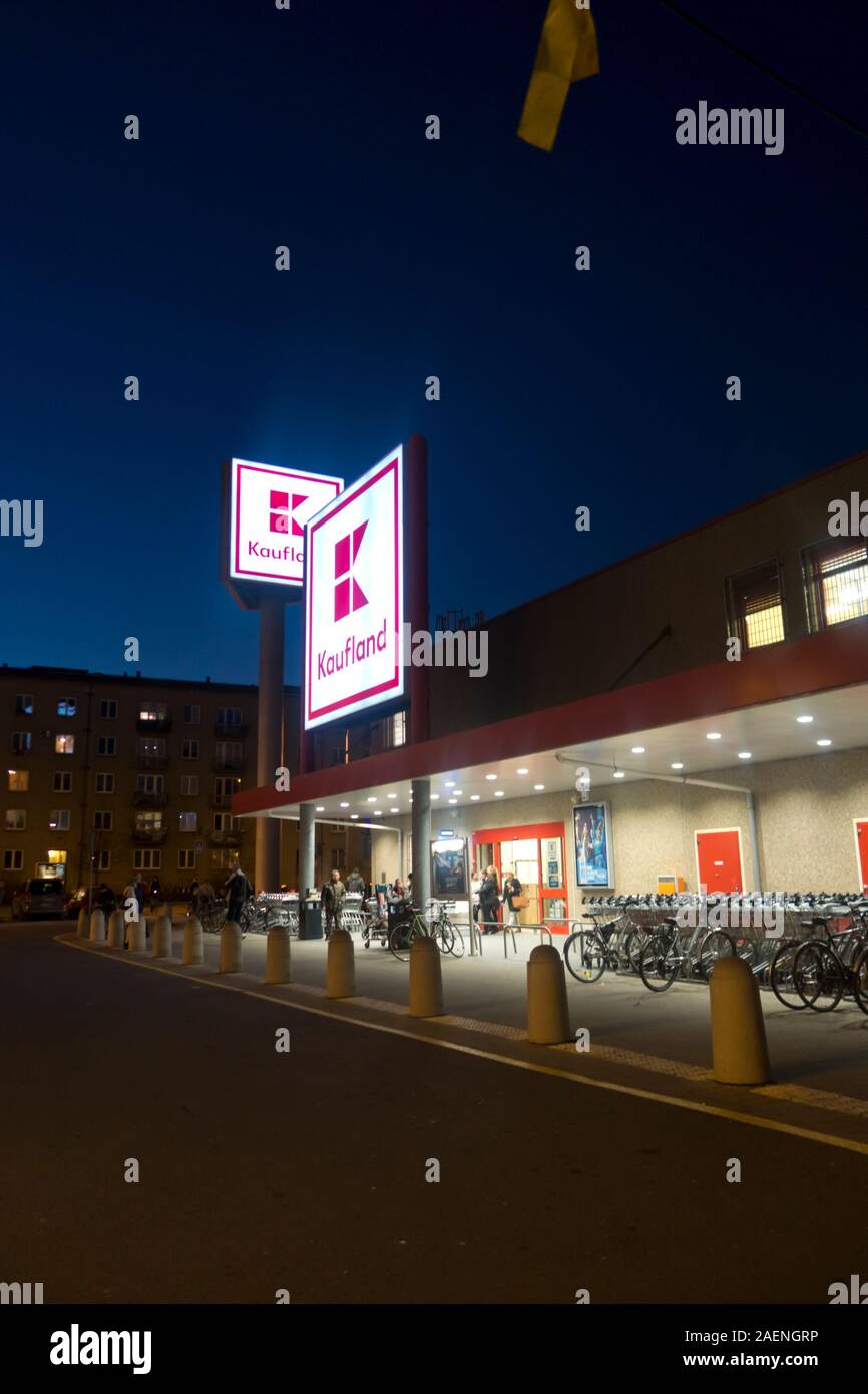 Kaufland German hypermarket entrance and logo Stock Photo - Alamy