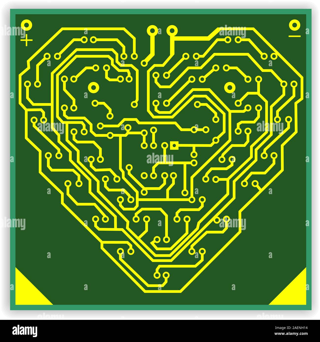 Circuit board pattern in the shape of the heart. Illustration. Vector ...