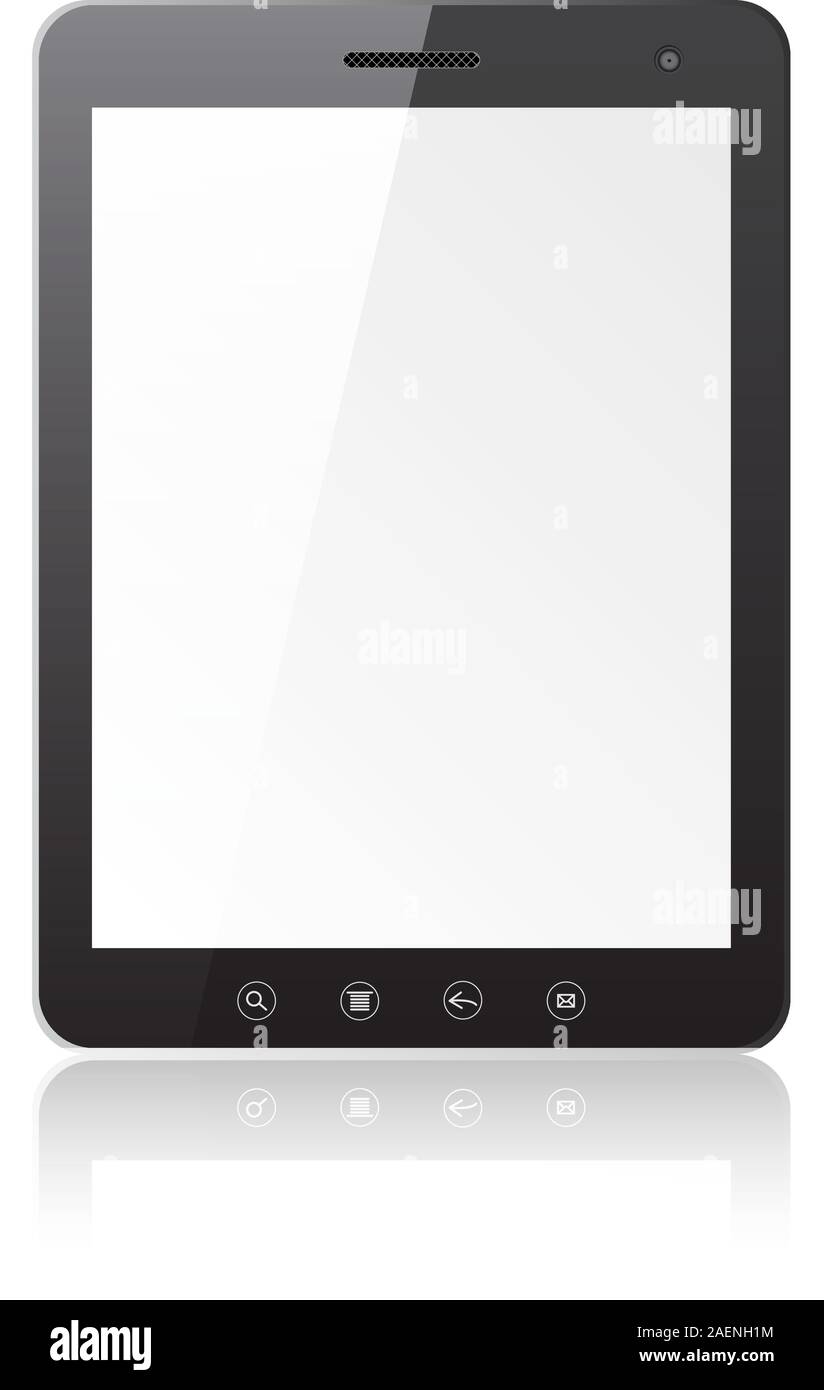 Tablet PC computer with blank screen isolated on white background ...