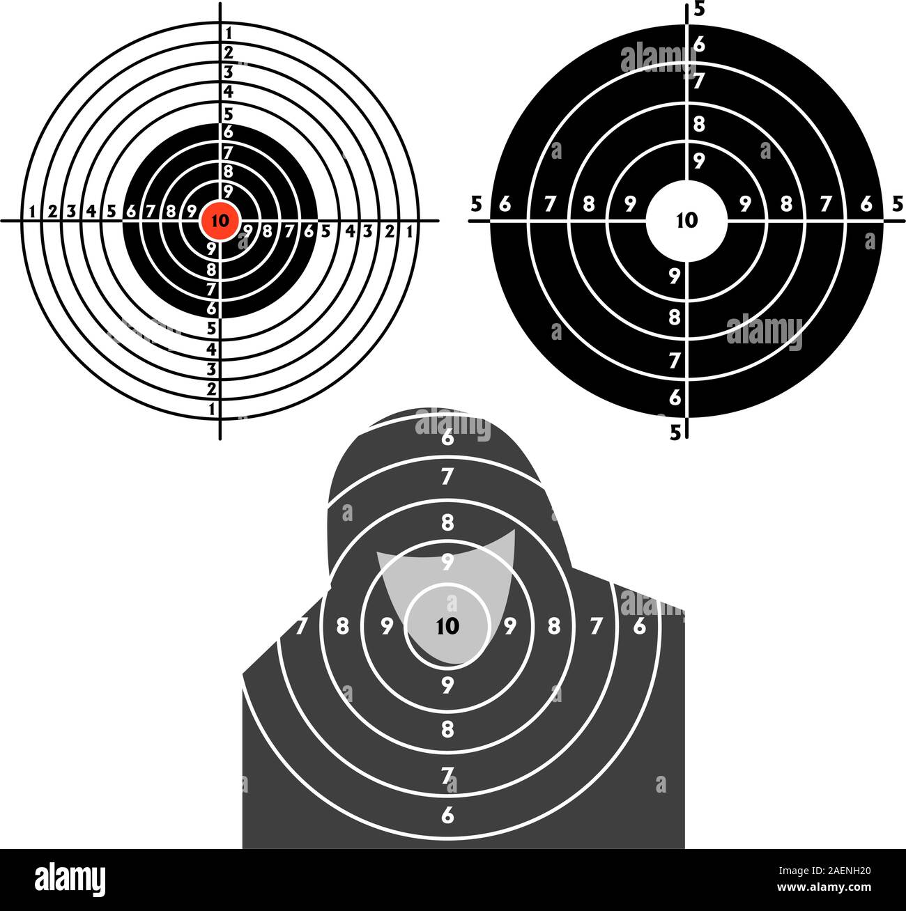 Set targets for practical pistol shooting, exercise. Vector ...