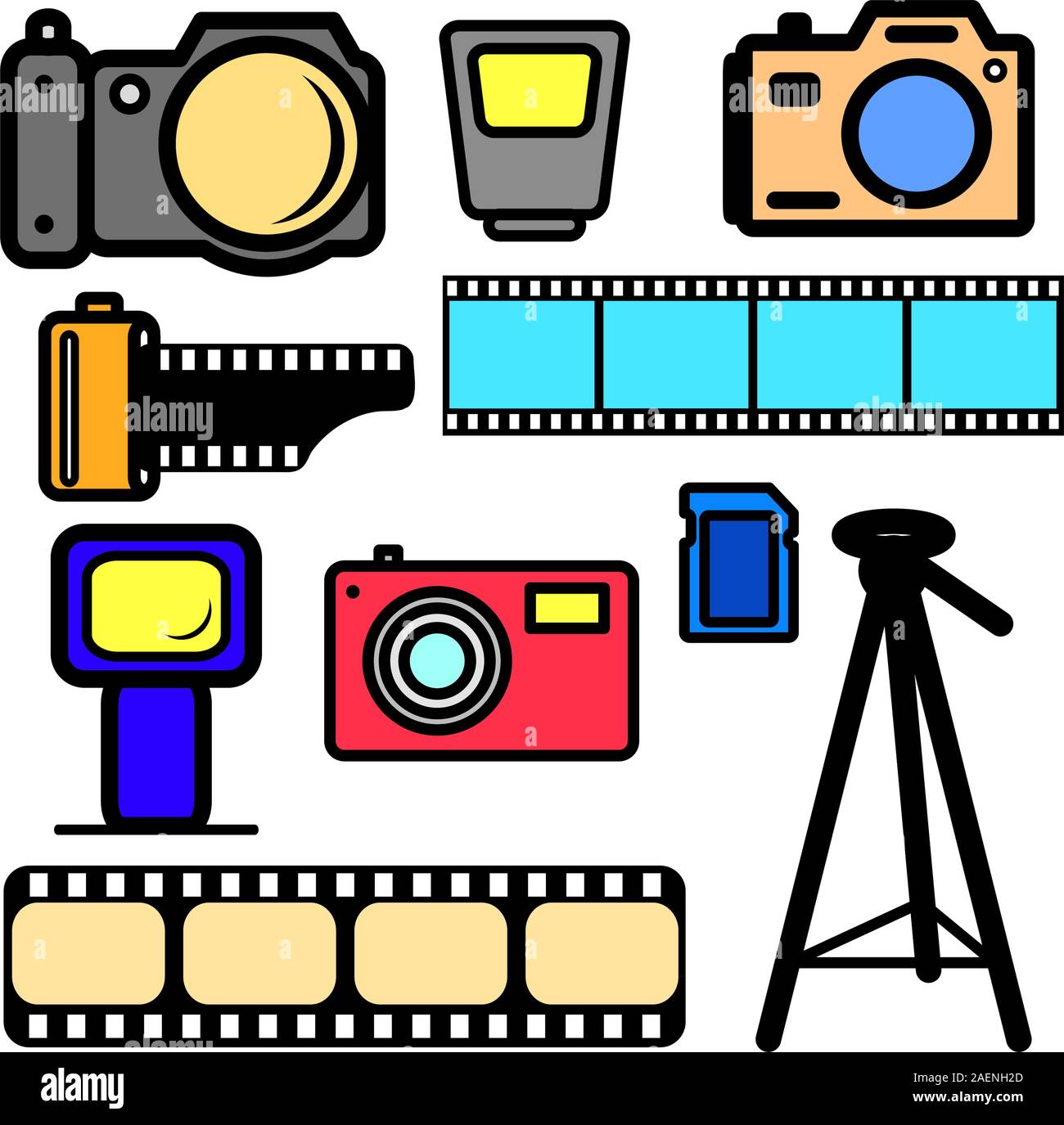 vector set of cameras and accessories Stock Vector Image & Art - Alamy