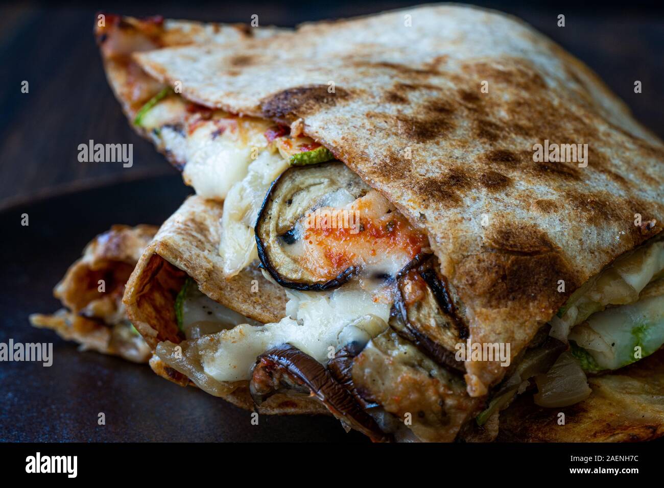 Veggie Italian Closed Calzone Pizza Slices with Mushrooms. Traditional ...