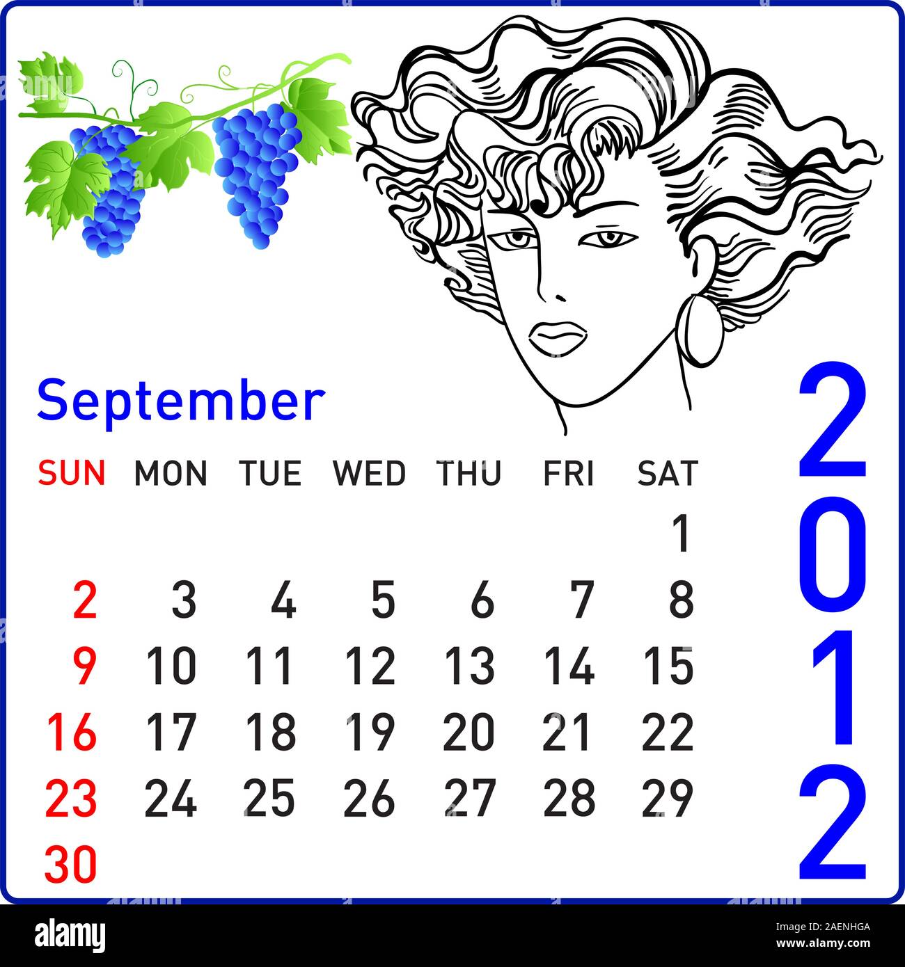 2012 year calendar in vector. September Stock Vector Image & Art - Alamy