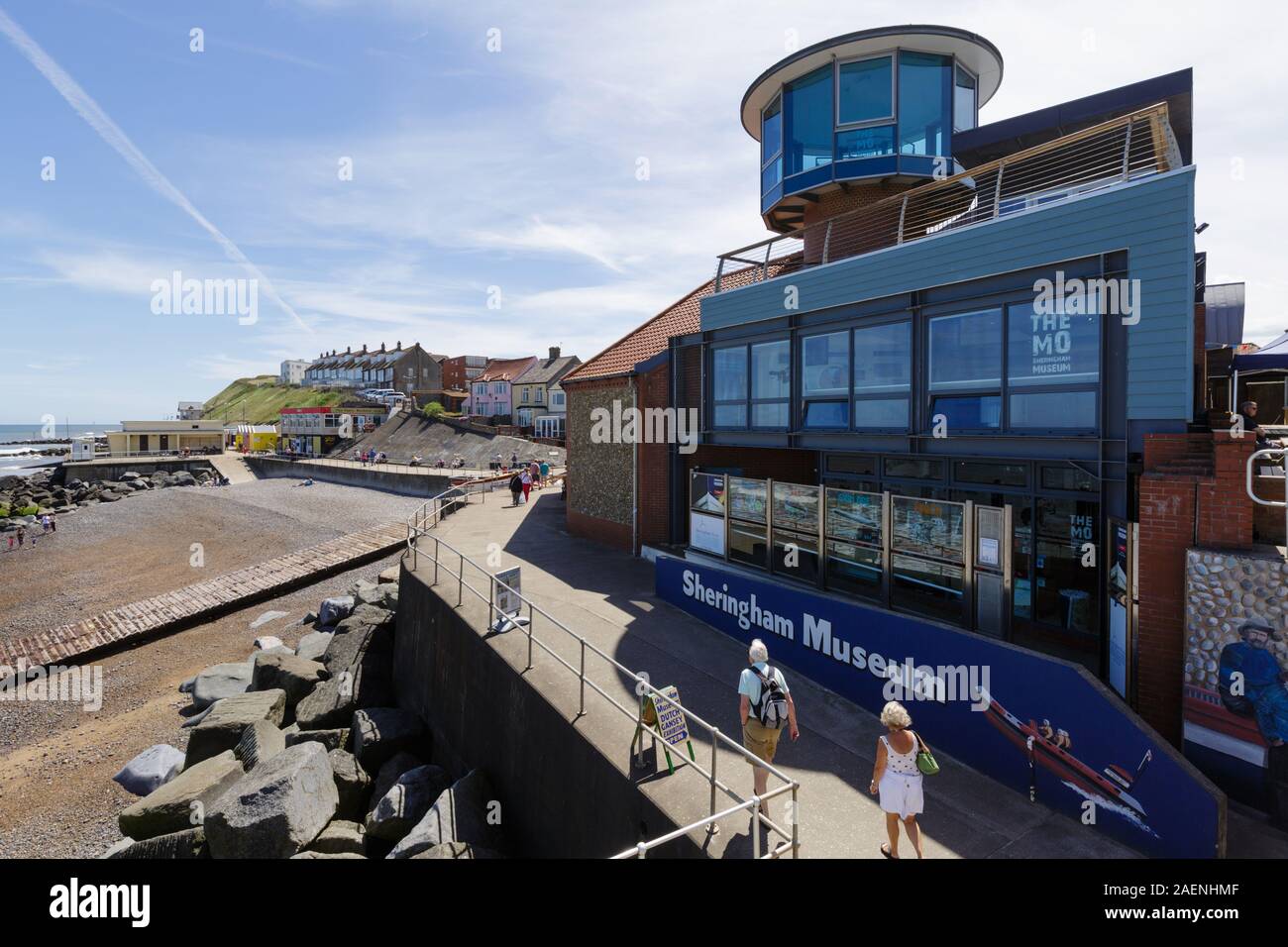 The Sheringham Museum at the Mo, built on the cliff face, which hoses ...
