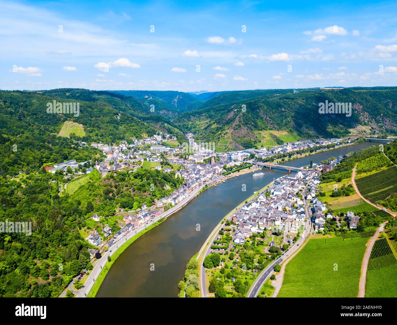 Cochem town aerial panoramic view in Moselle valley, Germany Stock ...