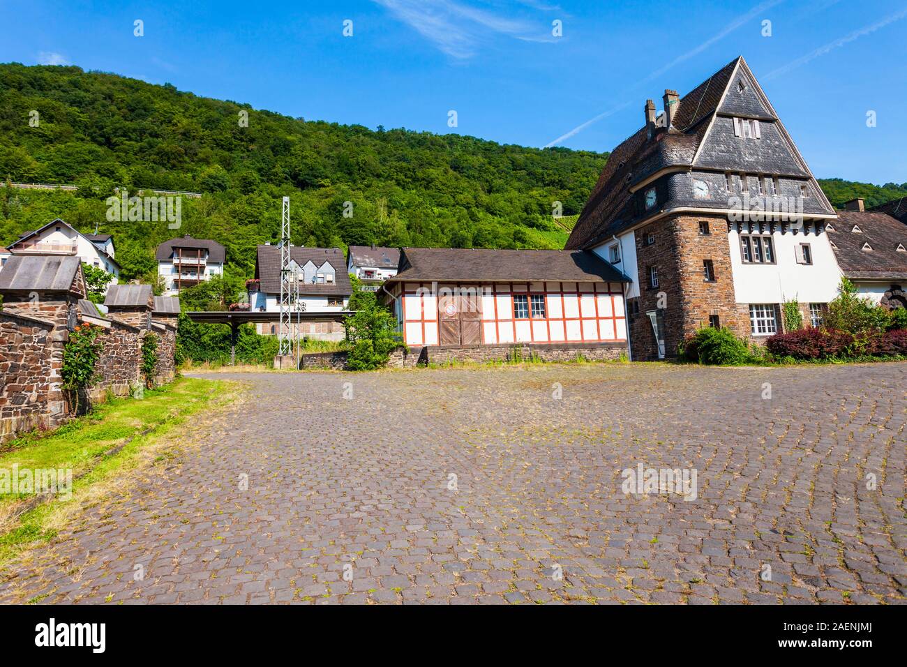 Moselkern railway station near the Eltz Castle. Burg Eltz is a medieval ...