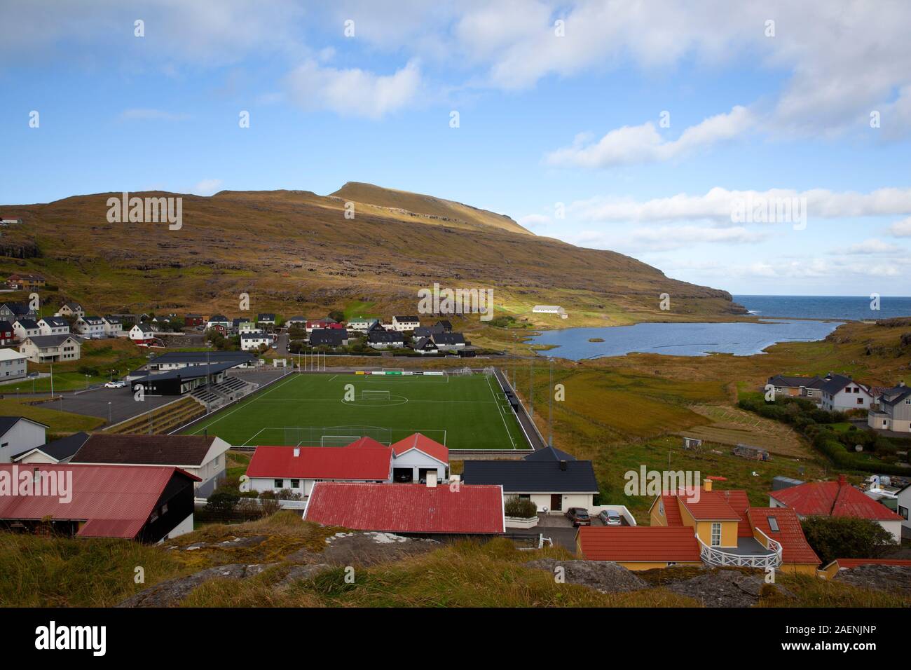 Scenic panoramic landscape of a picturesque village of Eidi with ...
