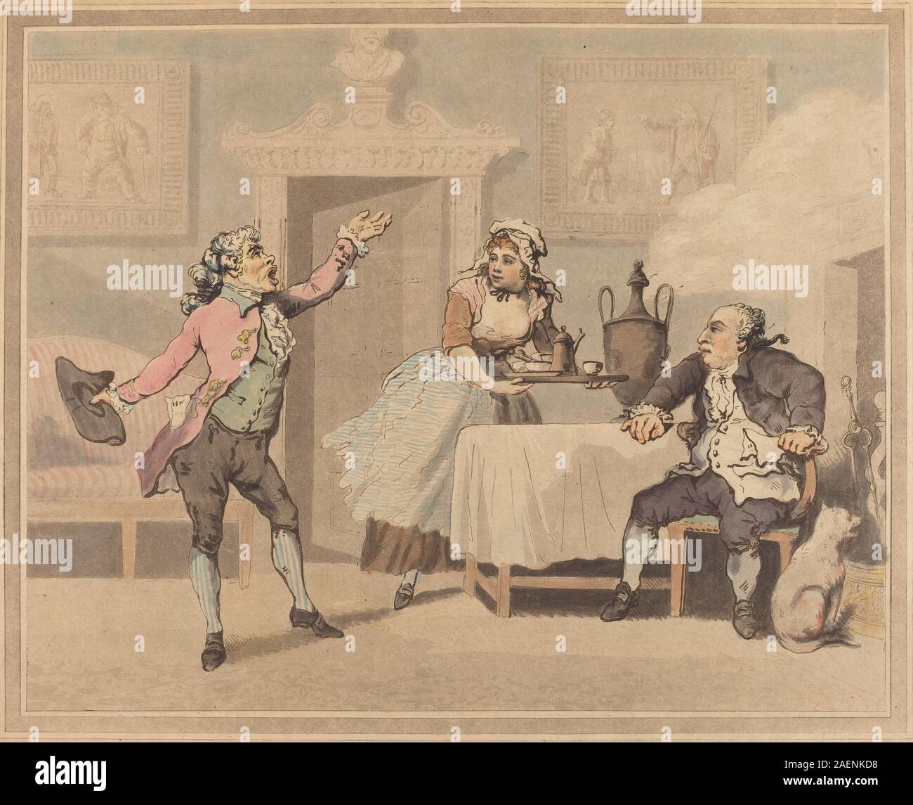 A 1784 print by Thomas Rowlandson depicting a manager and spouter ...