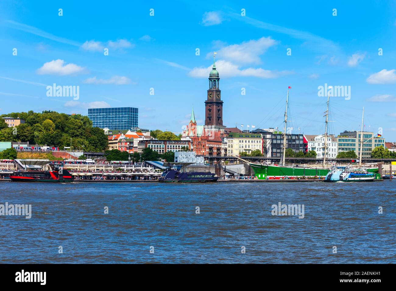 Hamburg city centre and Elbe river view in Germany Stock Photo - Alamy