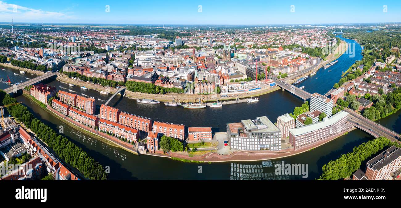 Bremen old town aerial panoramic view in Germany Stock Photo - Alamy