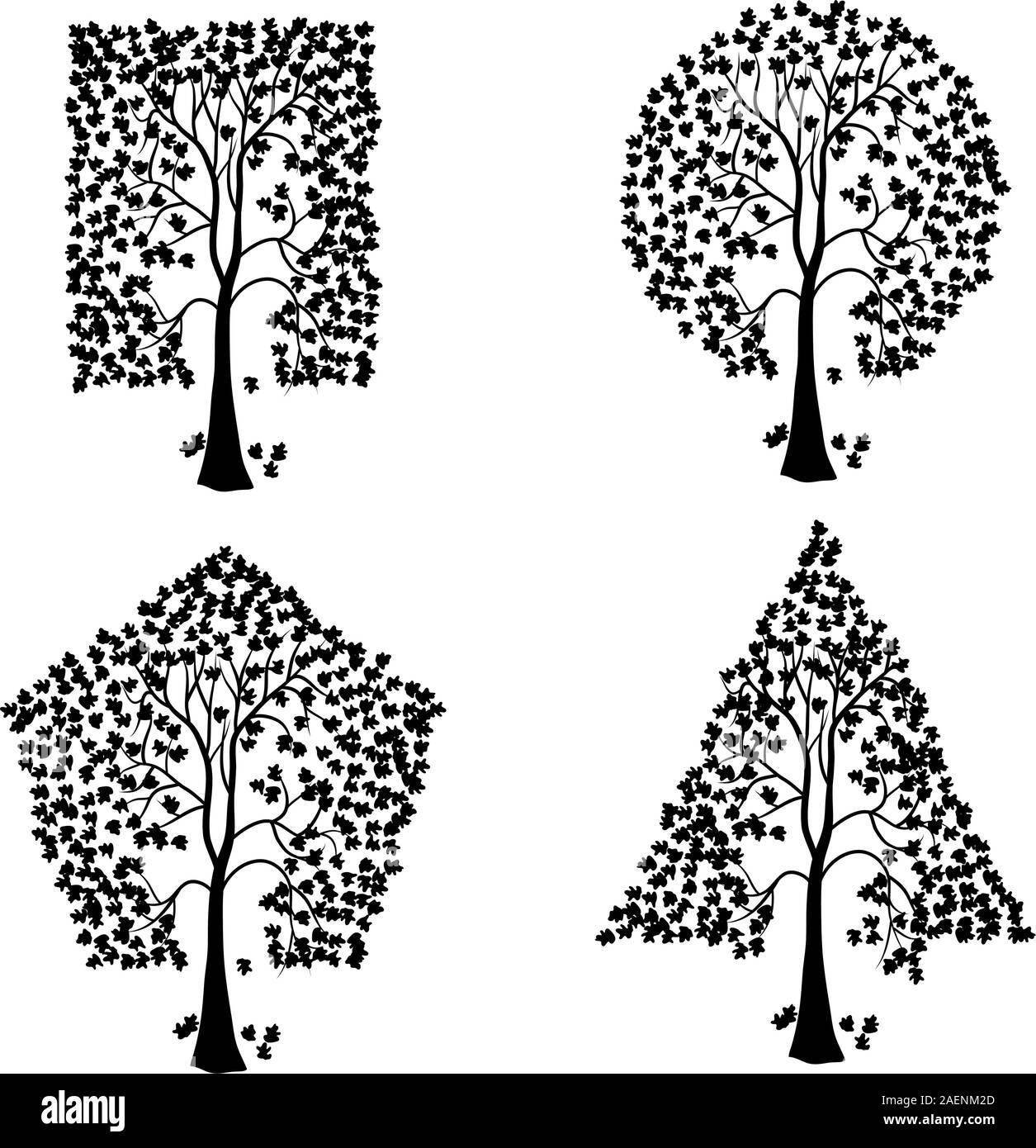 Trees of different geometric shapes. Vector set Stock Vector Image ...