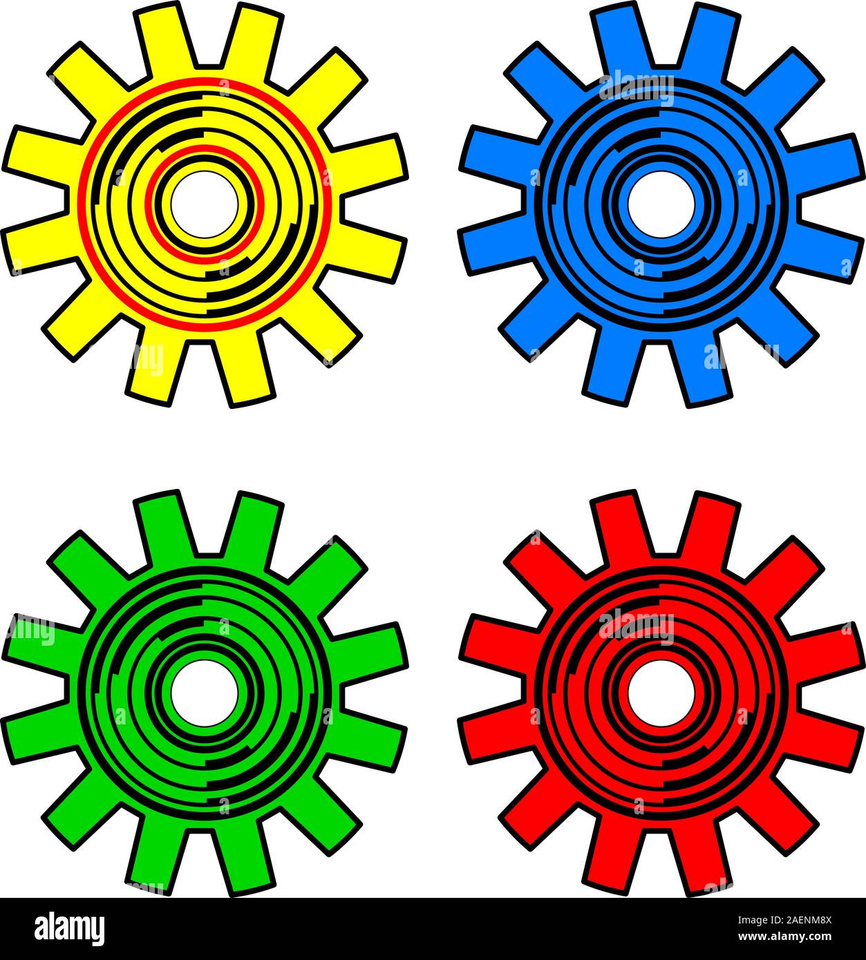 Colors gears on white background vector Stock Vector Image & Art - Alamy