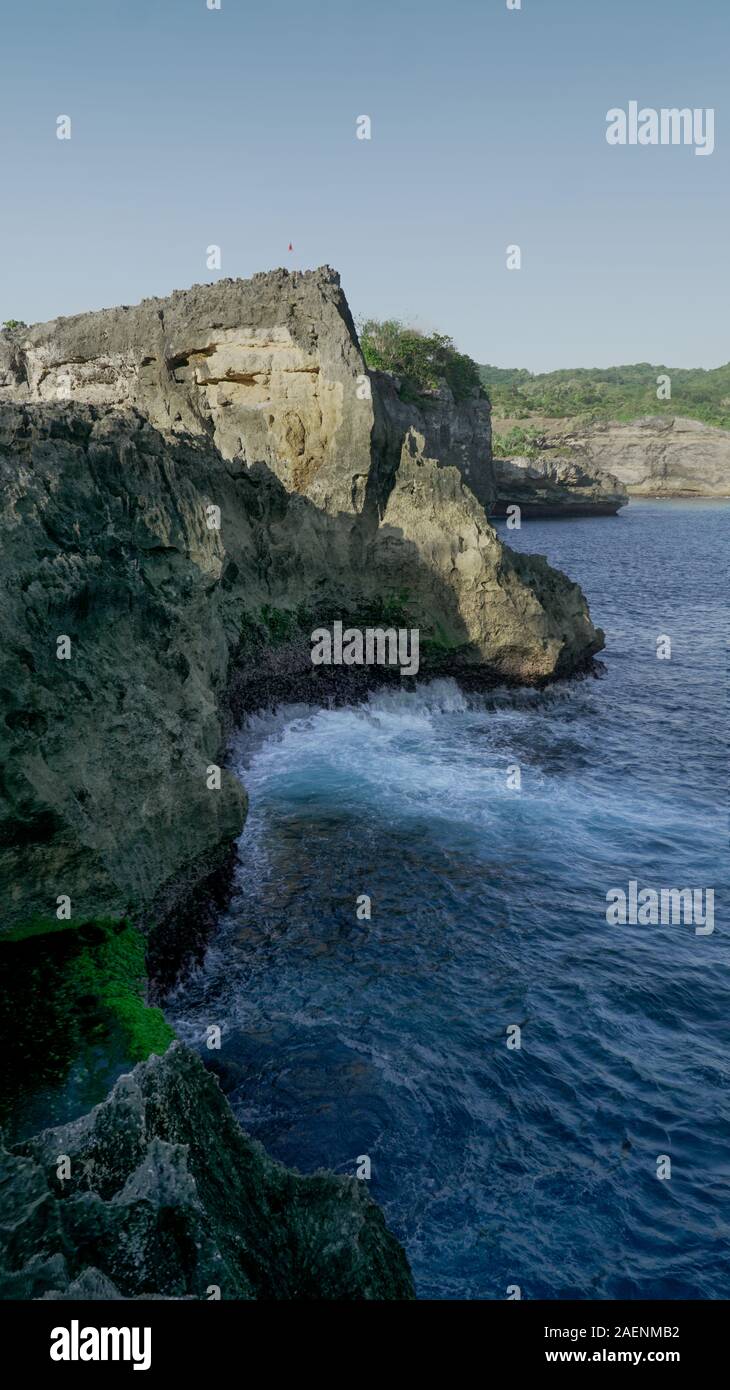 Overlooking a cliff at Manta Point in Nusa Penida, Bali, Indonesia a ...