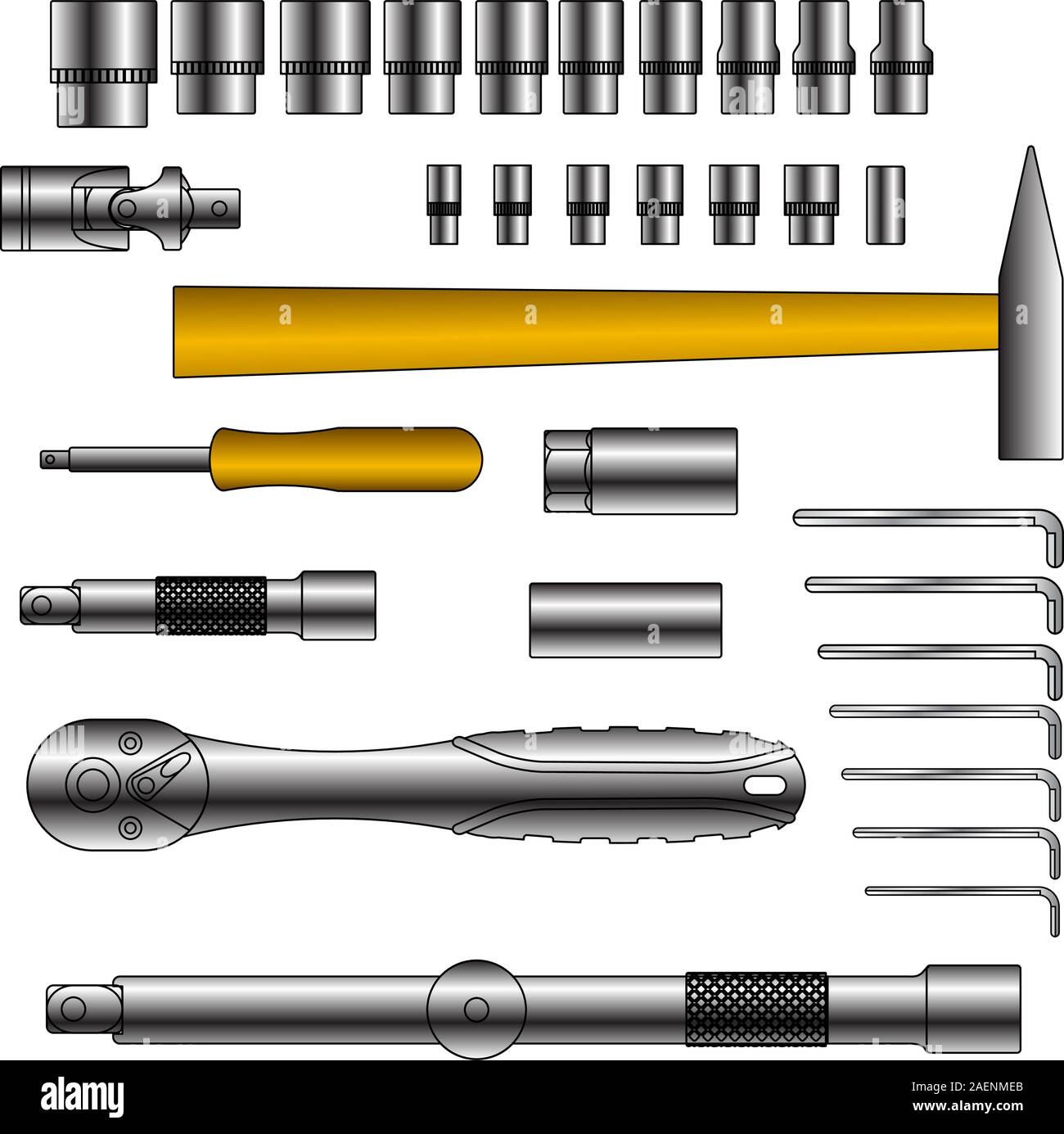 vector set of different tools over white background Stock Vector Image ...