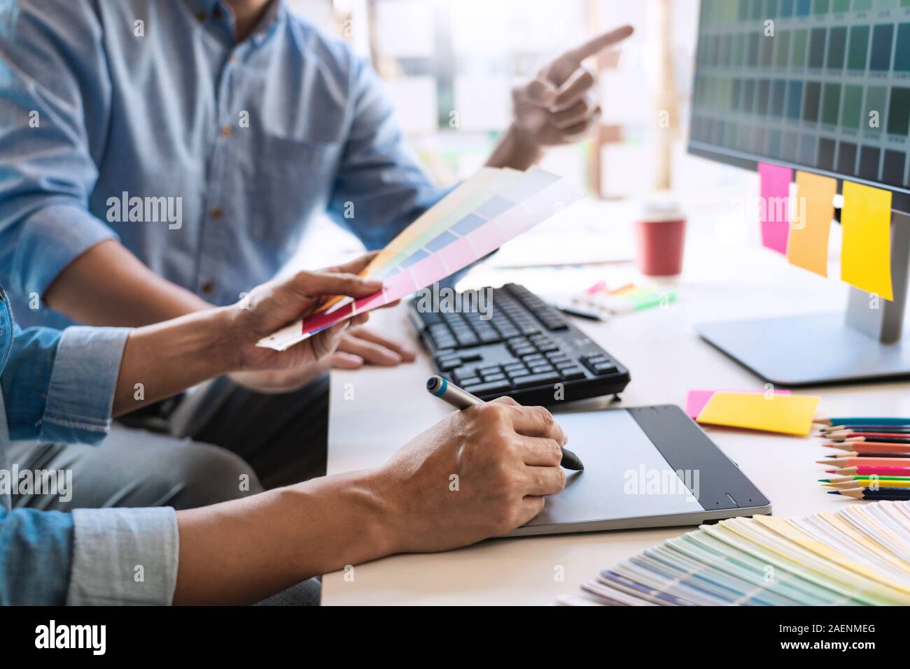 designer graphic creative creativity working together coloring using ...
