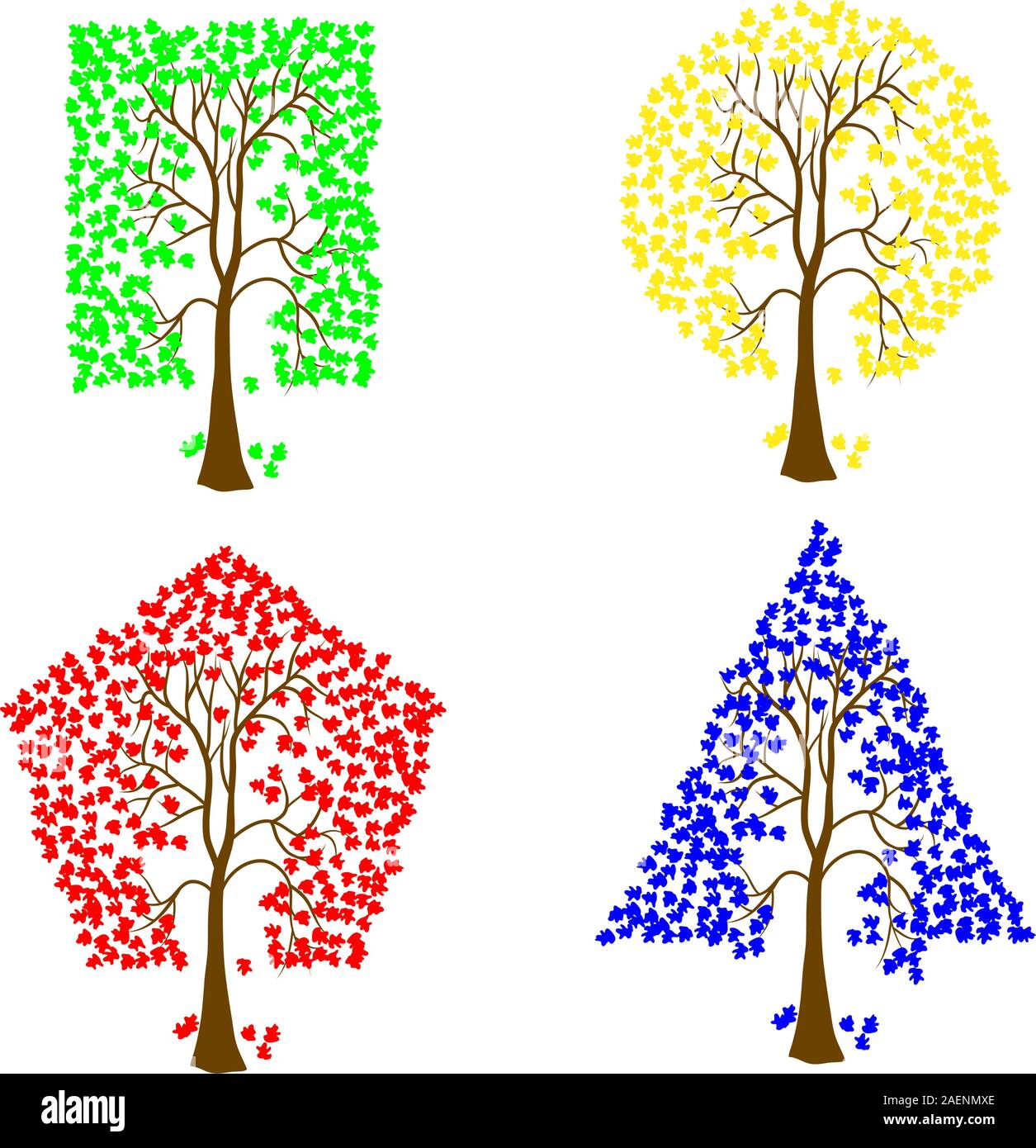 Trees of different geometric shapes. Vector set Stock Vector Image ...