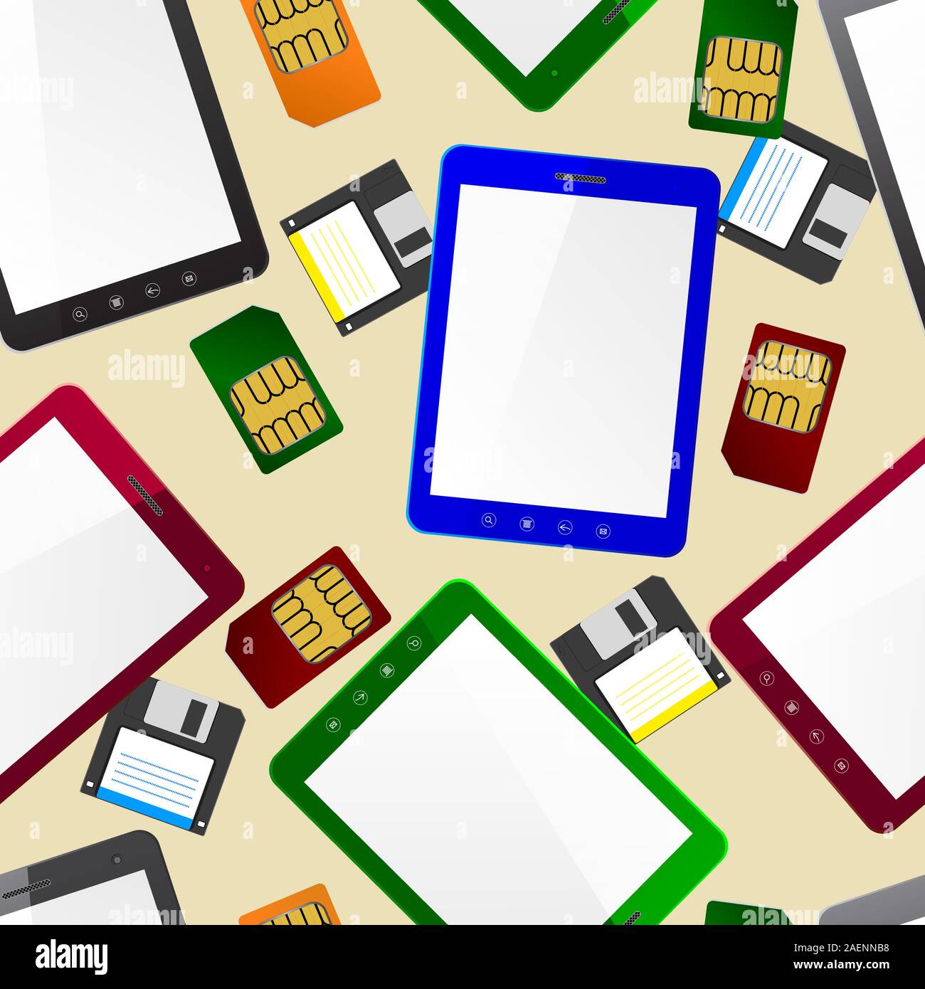 Vertical Tablet computer, seamless wallpaper, vector illustration Stock ...