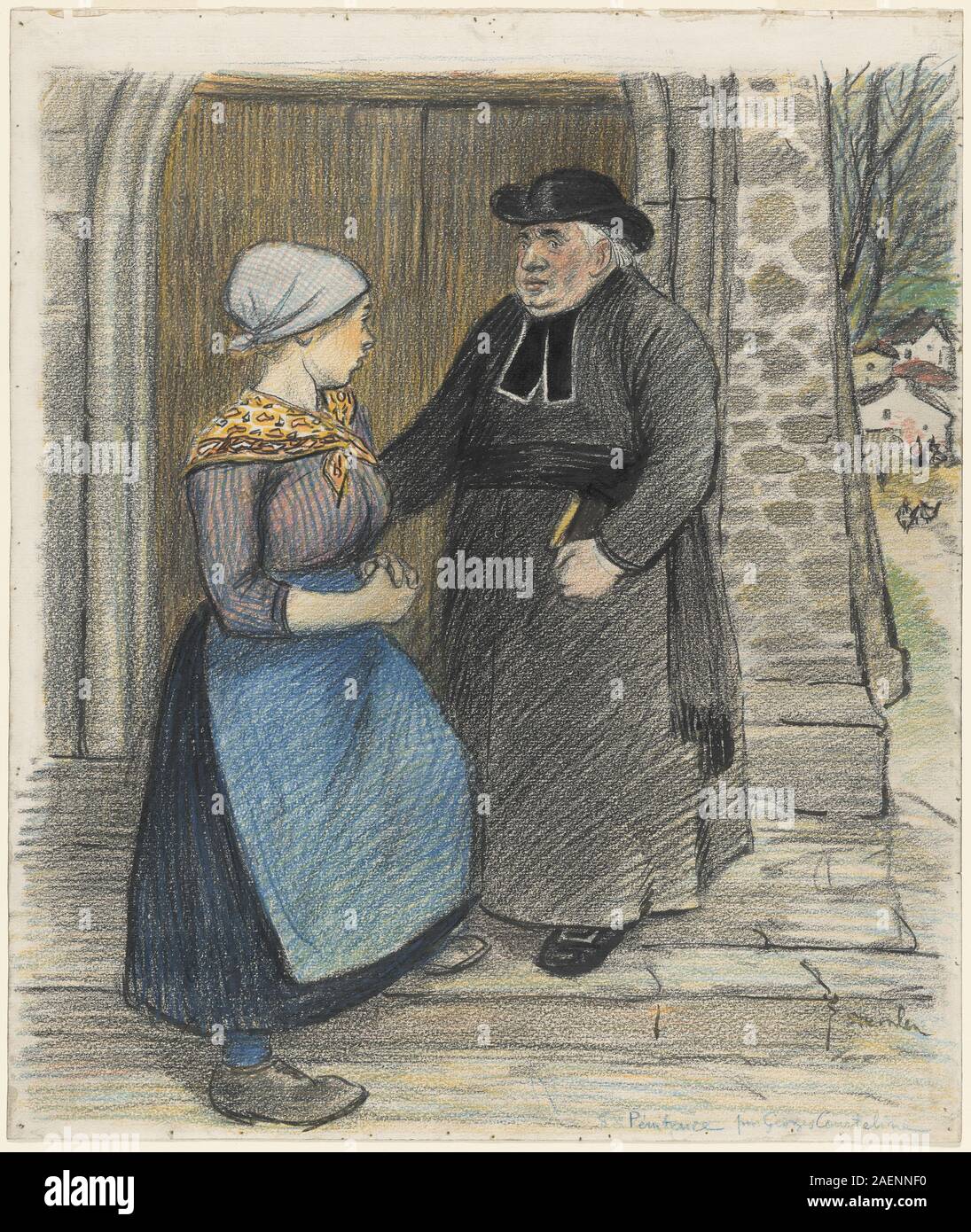 Lithograph by Théophile Alexandre Steinlen dated 1899 titled Penitence ...