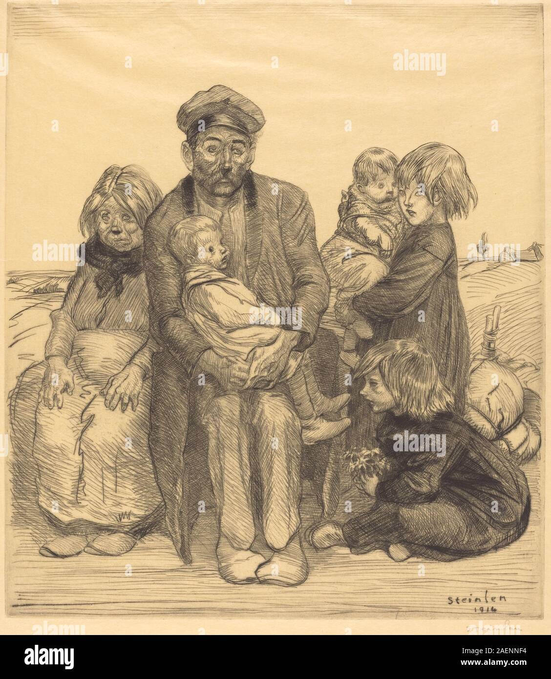 A lithograph by Théophile Alexandre Steinlen from 1914 titled 'Poor ...