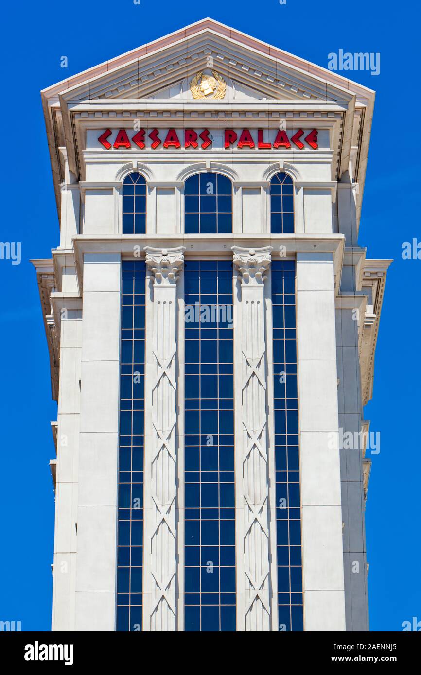 low angle view of exterior side of Augustus tower Caesars palace ...