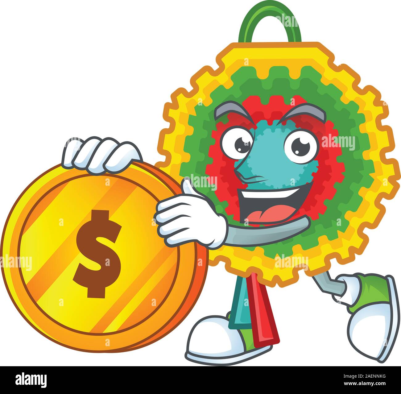 happy pinata cartoon character with gold coin Stock Vector Image & Art ...