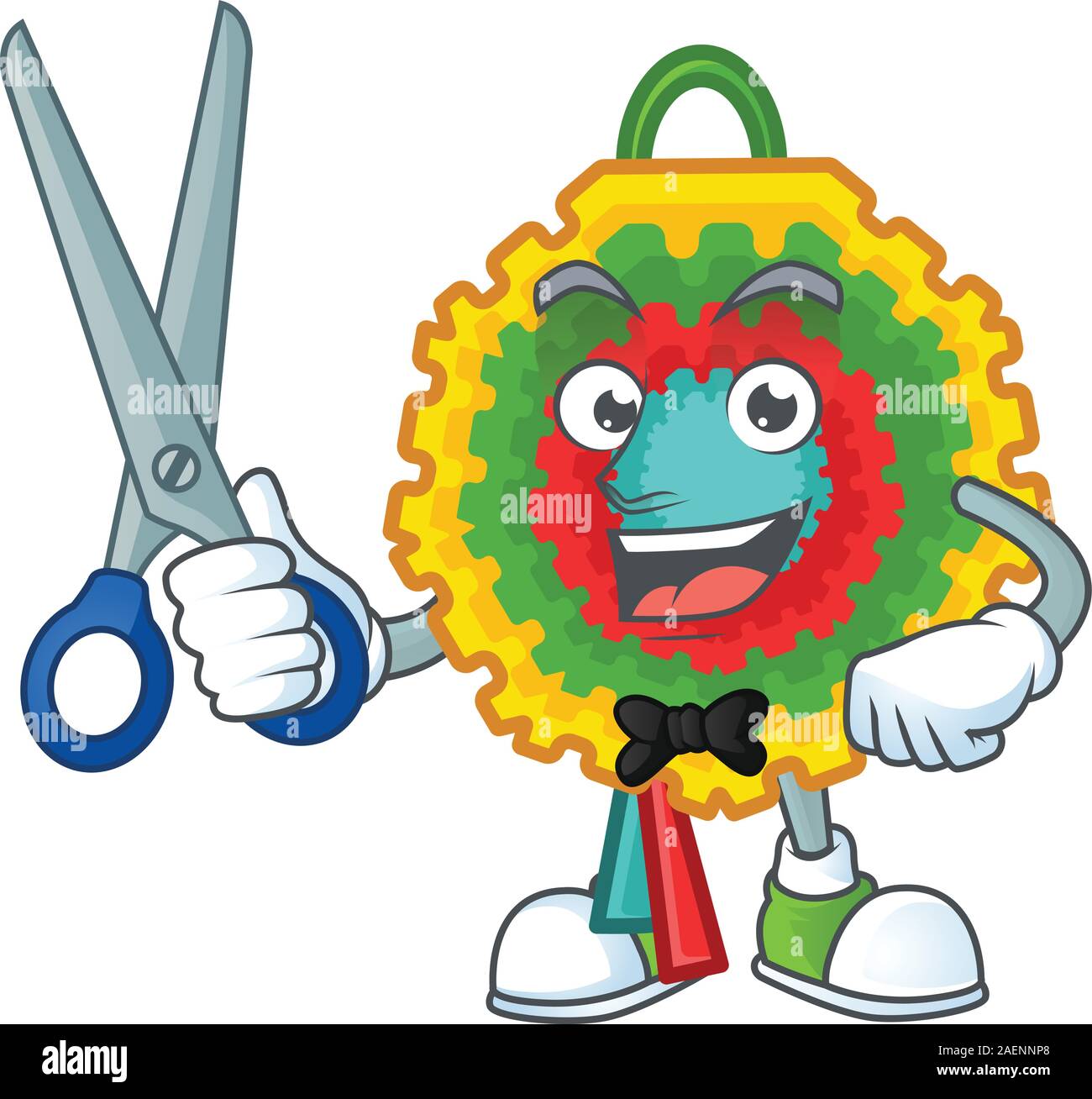Happy Barber pinata mascot cartoon character style Stock Vector Image ...