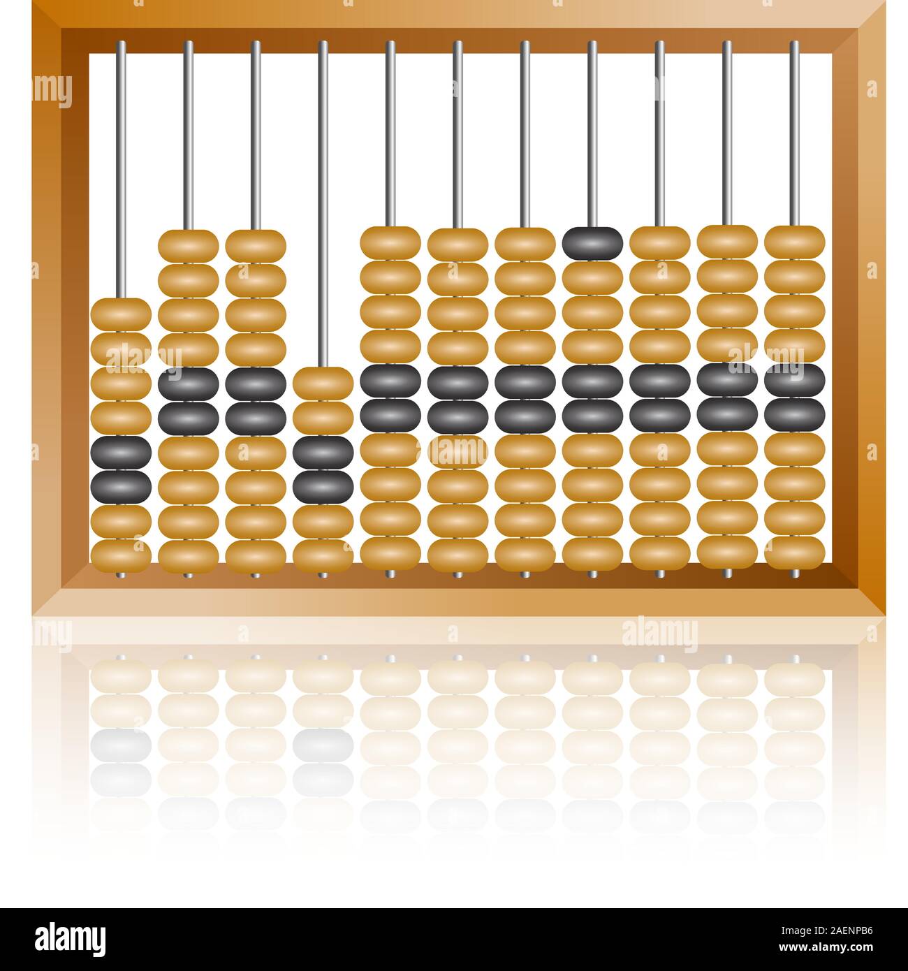 Accounting abacus for financial calculations lies on a white background ...