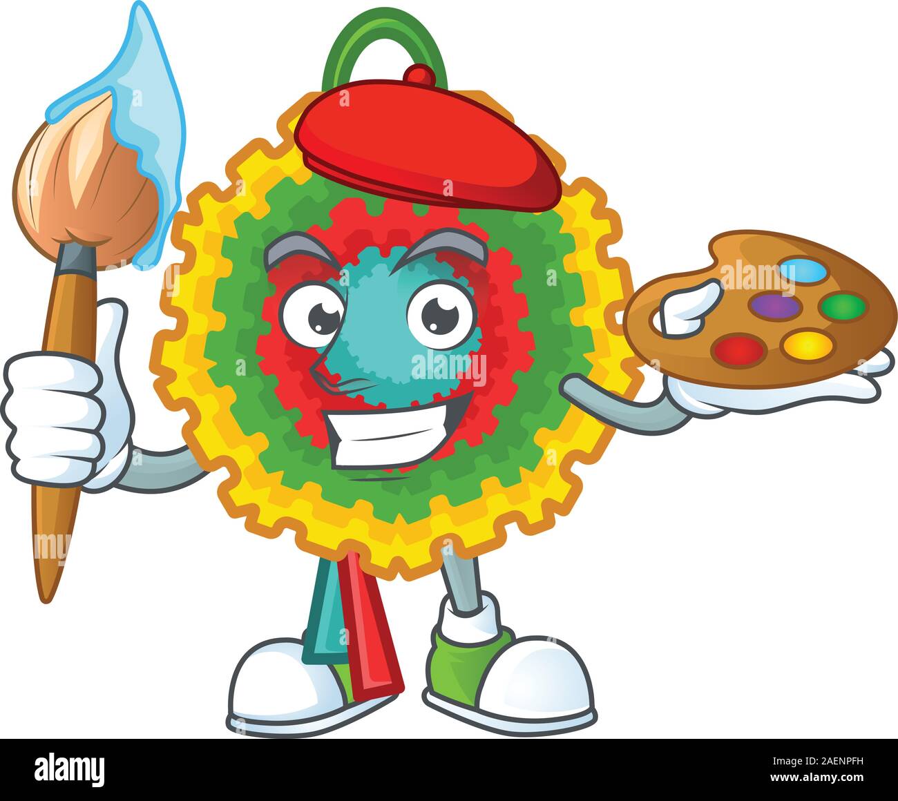 Cheerful pinata painter cartoon character with brush Stock Vector Image ...