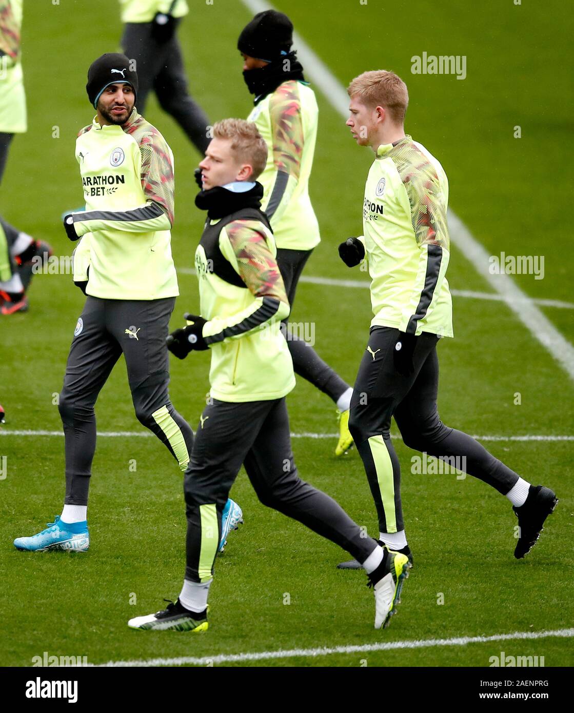 Manchester City's Riyad Mahrez (left) and Kevin De Bruyne during the ...
