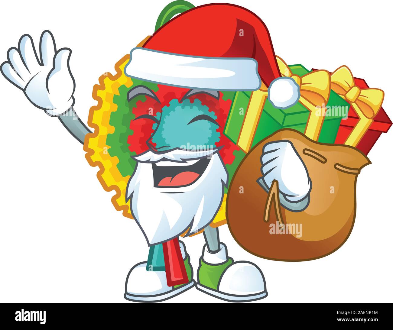 Santa with gift bag pinata Cartoon character design Stock Vector Image ...