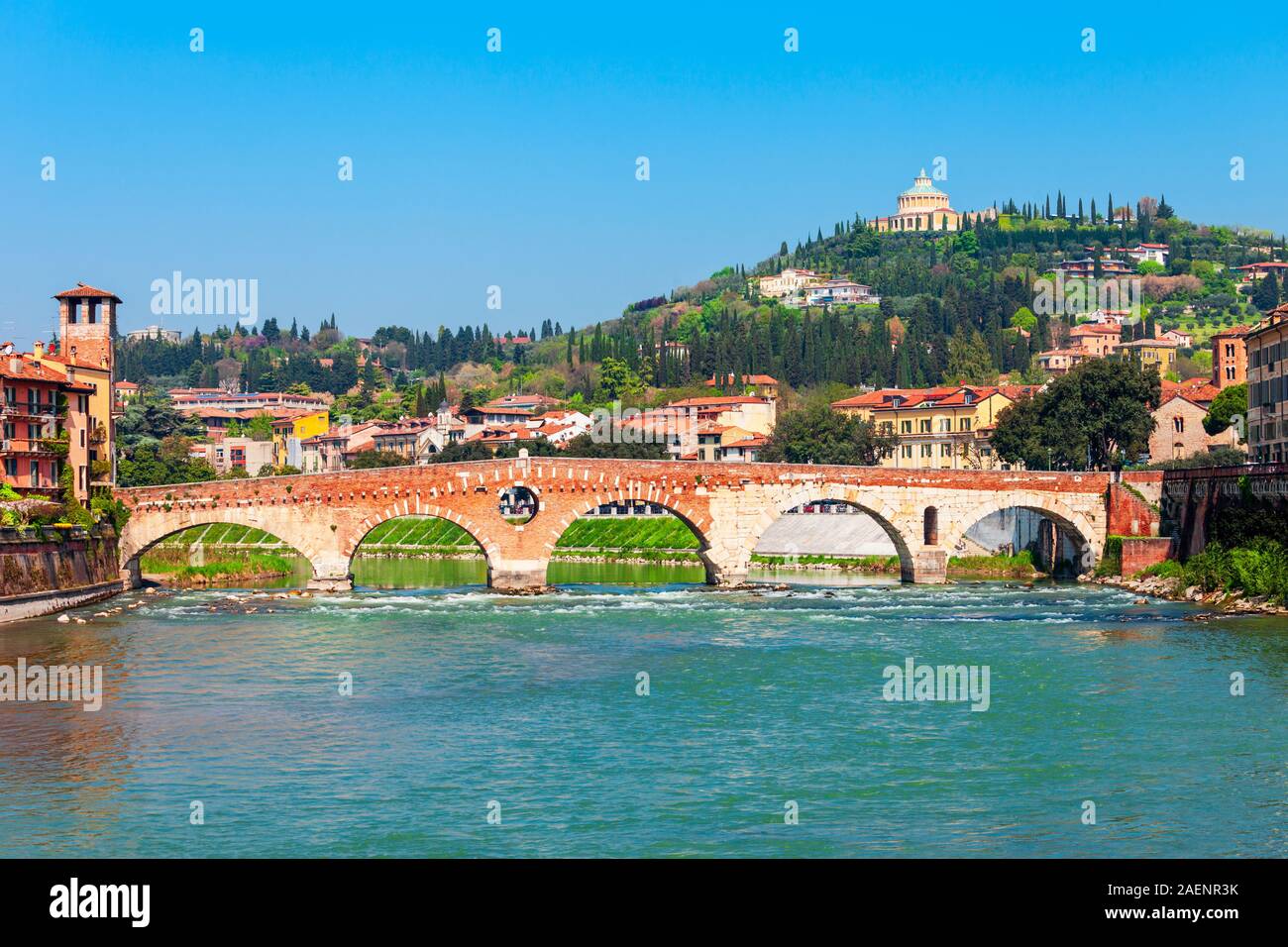 Ponte Pietra bridge is a Roman arch stone bridge crossing the Adige ...