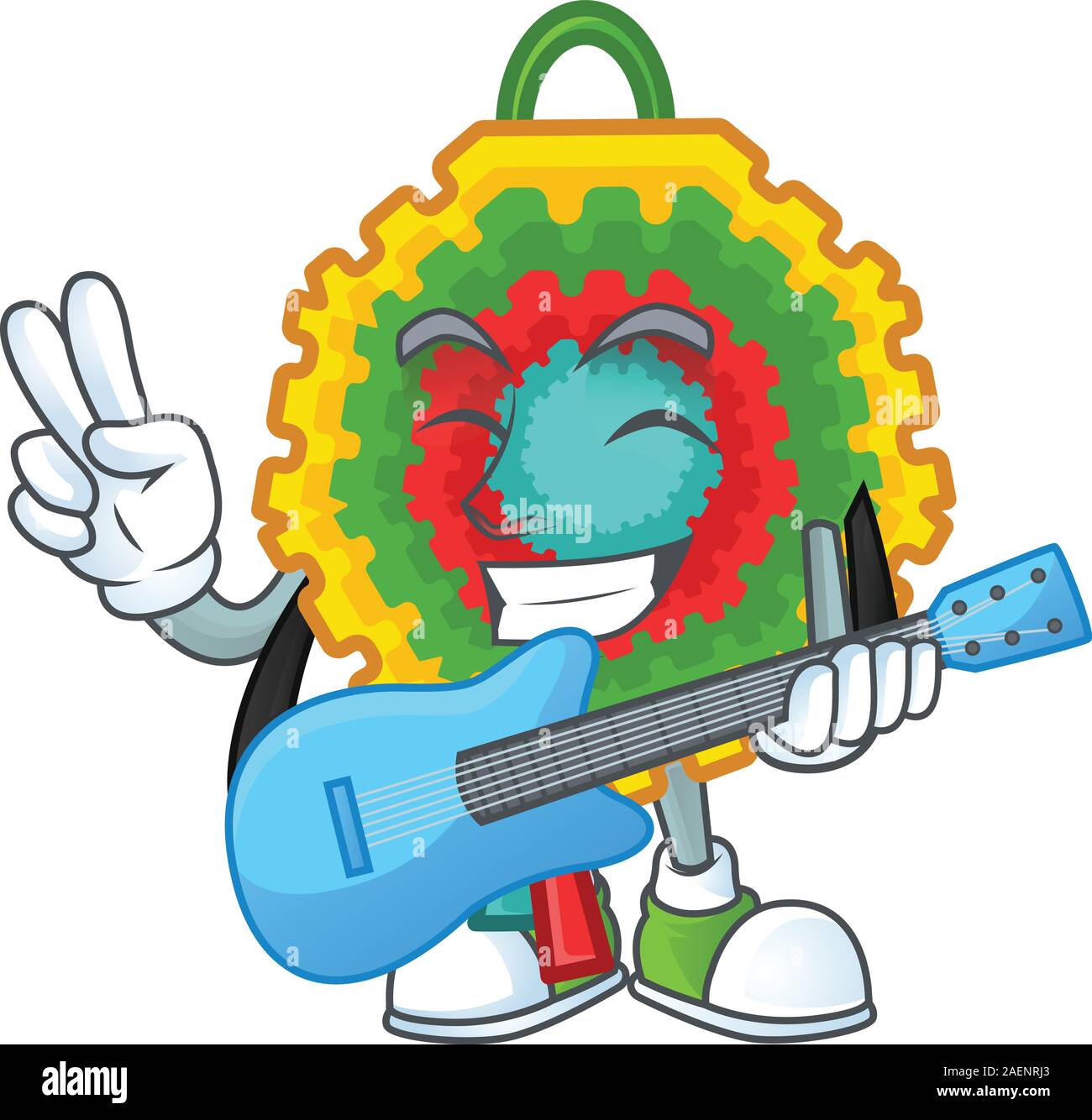 Super cool pinata cartoon character performance with guitar Stock ...
