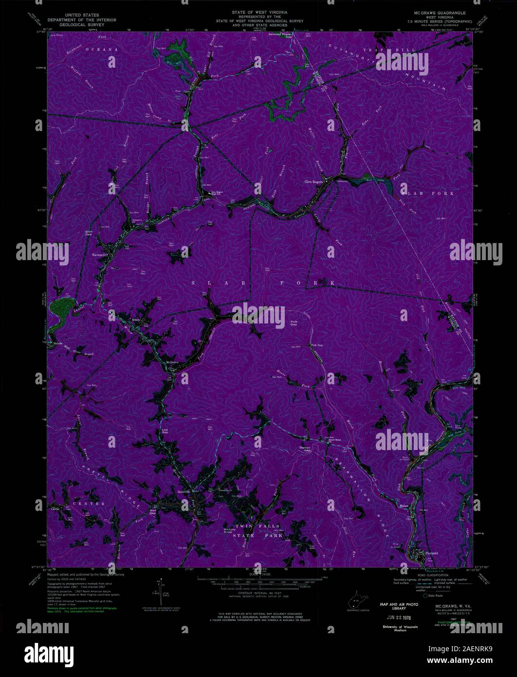 WV Mc Graws 701031 1967 24000 Inverted Stock Photo - Alamy