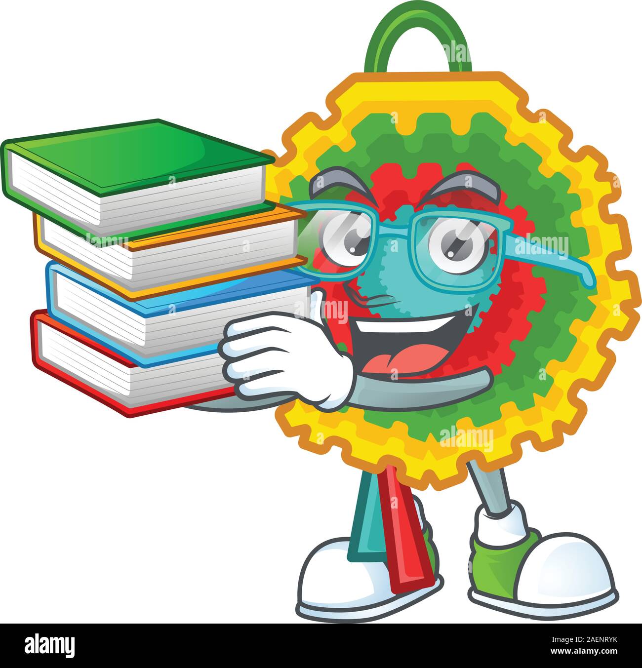 Student with book pinata mascot cartoon character style Stock Vector ...