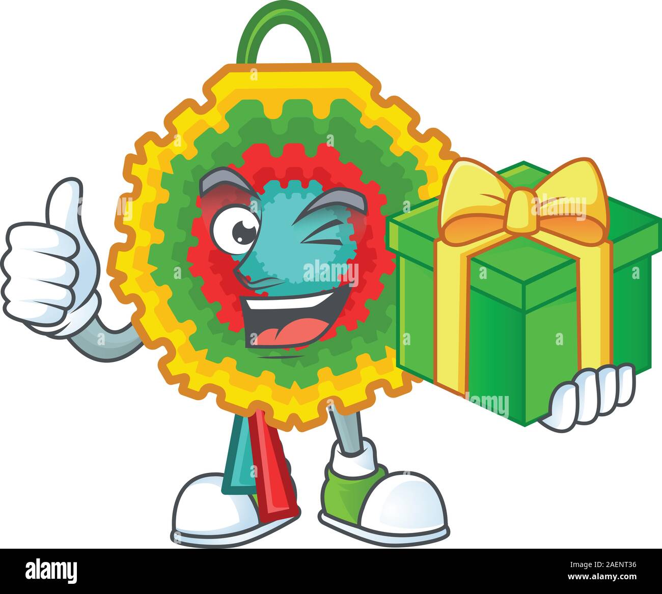 cartoon character of happy pinata with gift box Stock Vector Image ...