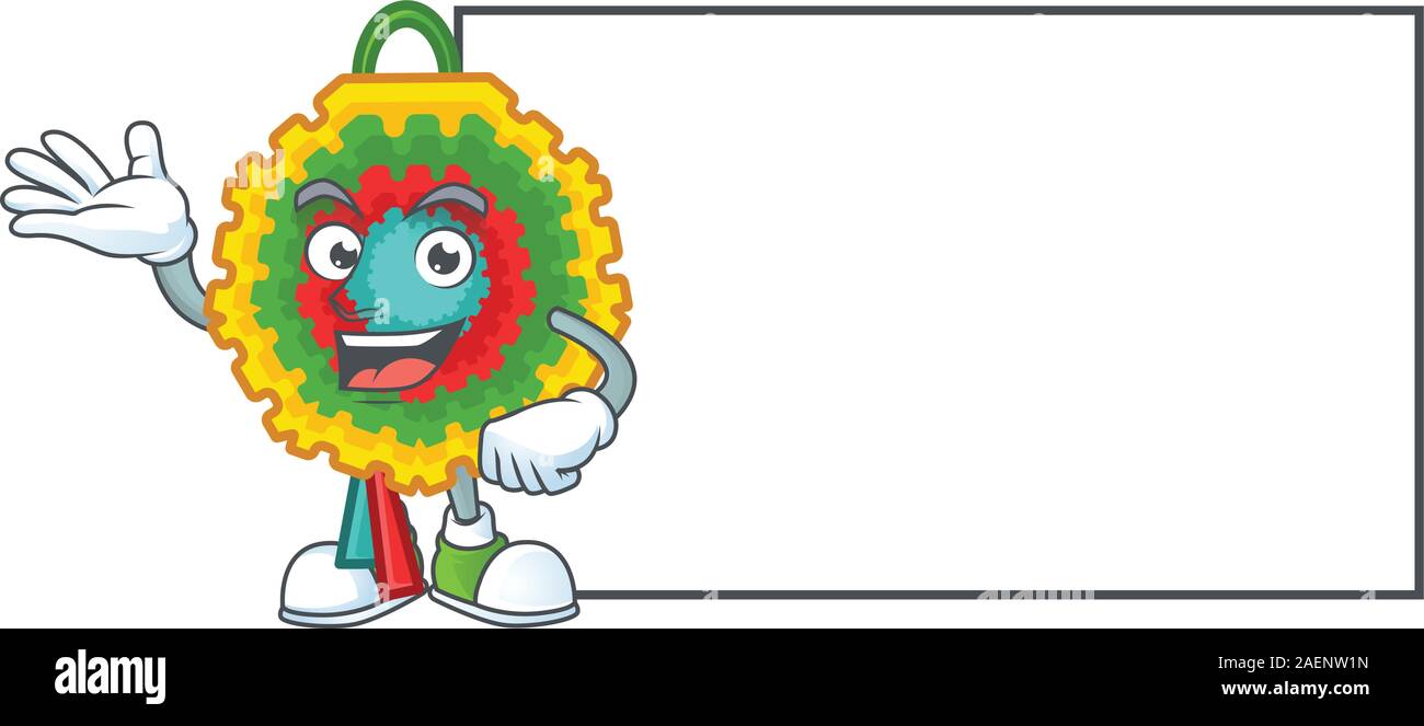 Pinata with board cartoon character mascot style Stock Vector Image ...