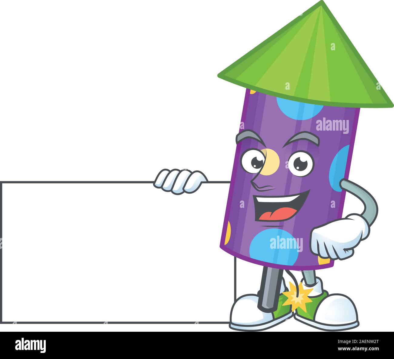 Dot fireworks rocket cute cartoon character with a board Stock Vector ...